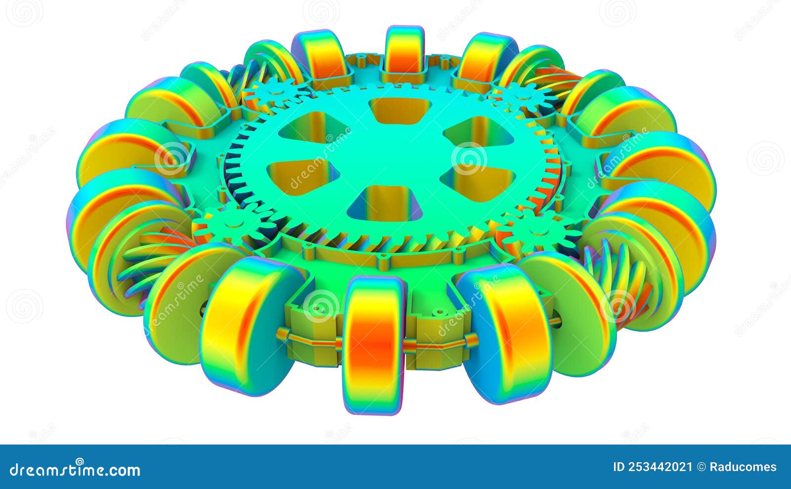 3D Render - FEA Analysis of an Omni Wheel Stock Illustration ...