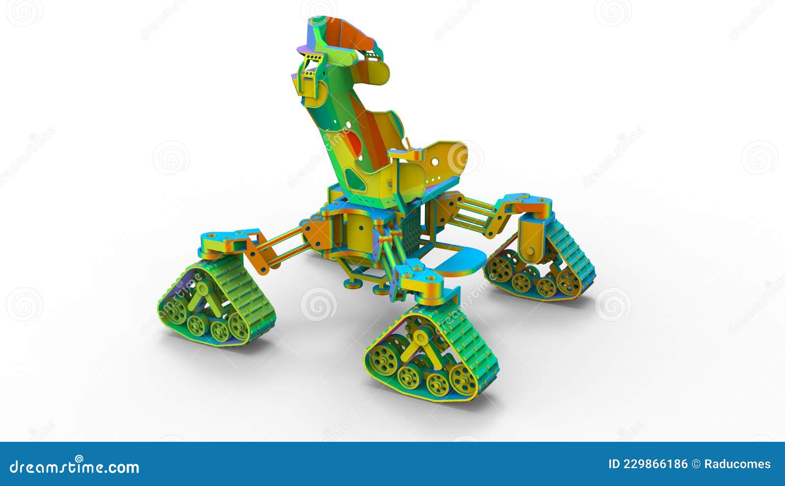 3D Render - FEA Analysis of a Tracked Mechanical Robot Stock ...