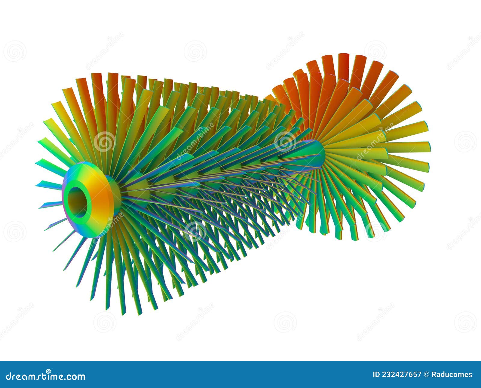 3D Render - FEA Analysis of the Turbine Propulsion Blades Stock ...