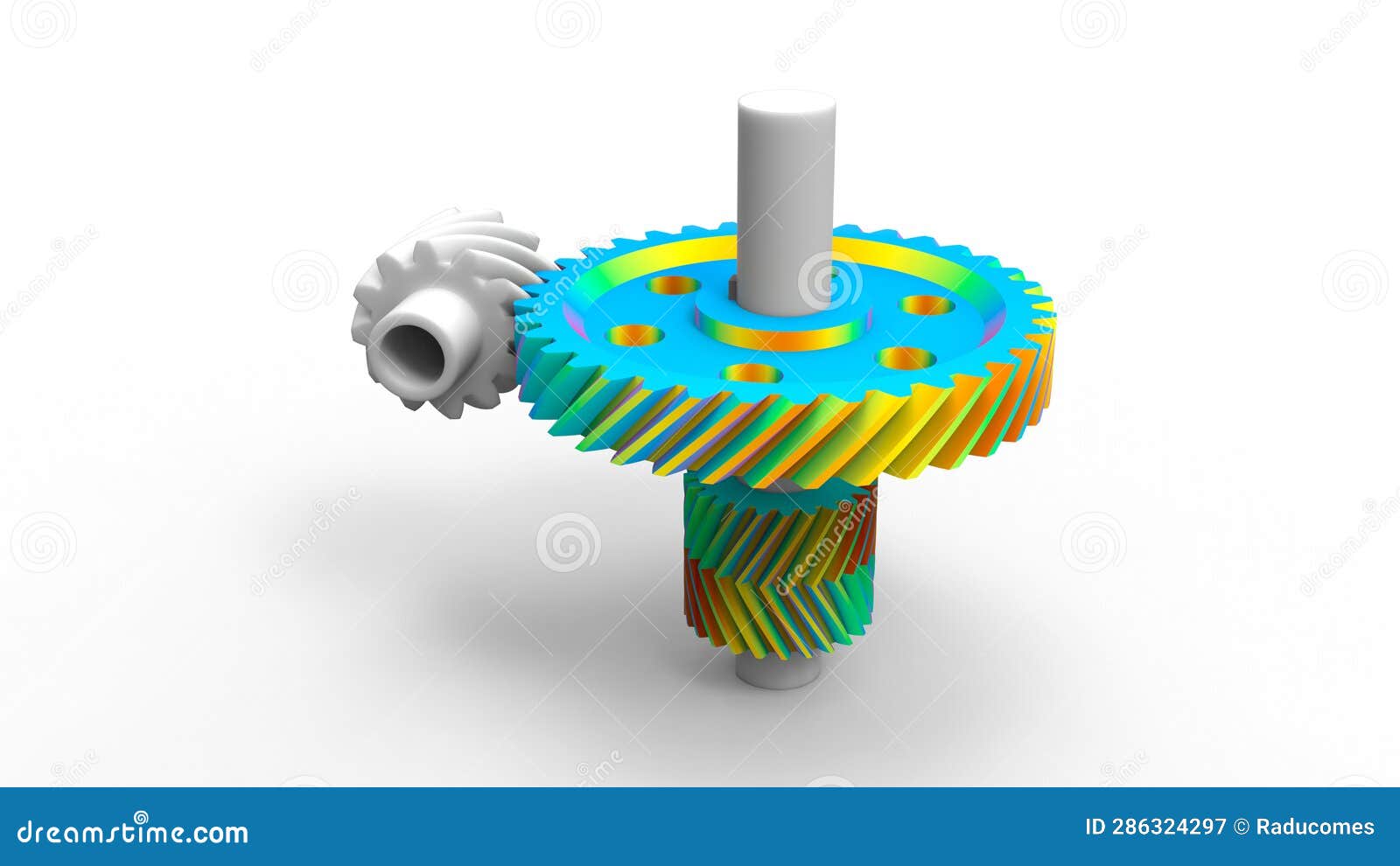 3D Render of a FEA Study of a Worm Gear Assembly Stock Illustration ...