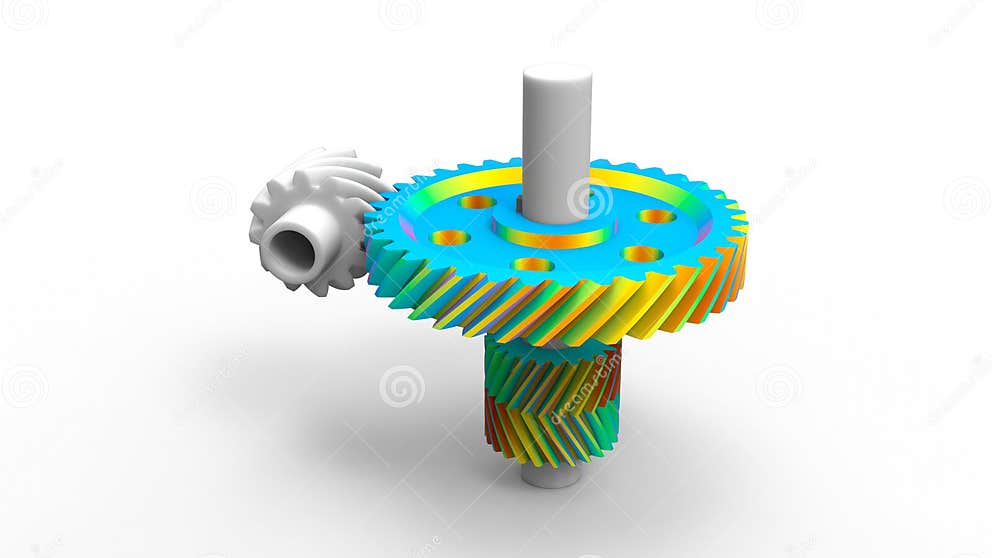 3D Render of a FEA Study of a Worm Gear Assembly Stock Illustration ...