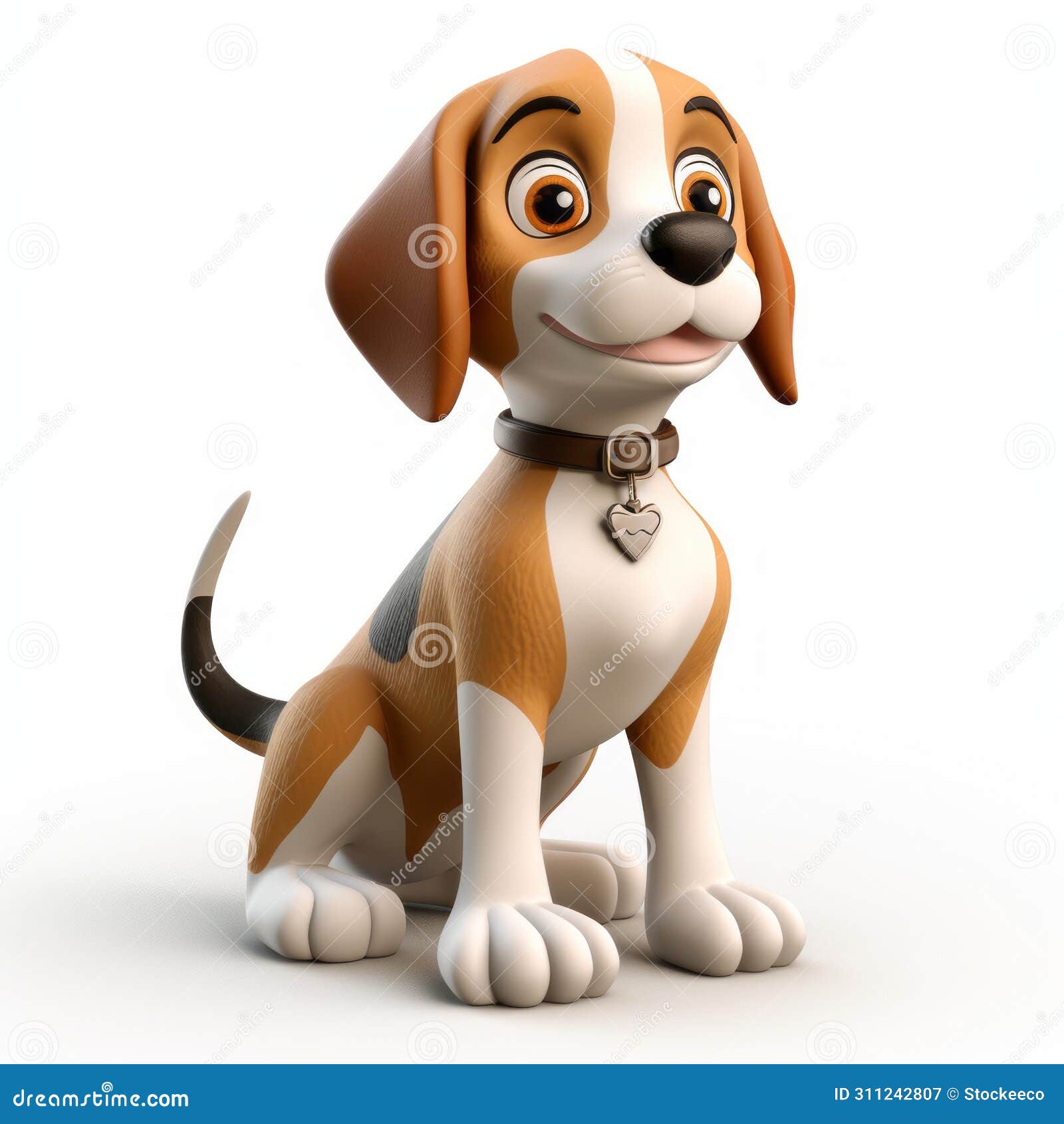 3d Render Plastic Cartoon of Beagle in Full Body Pose Stock ...