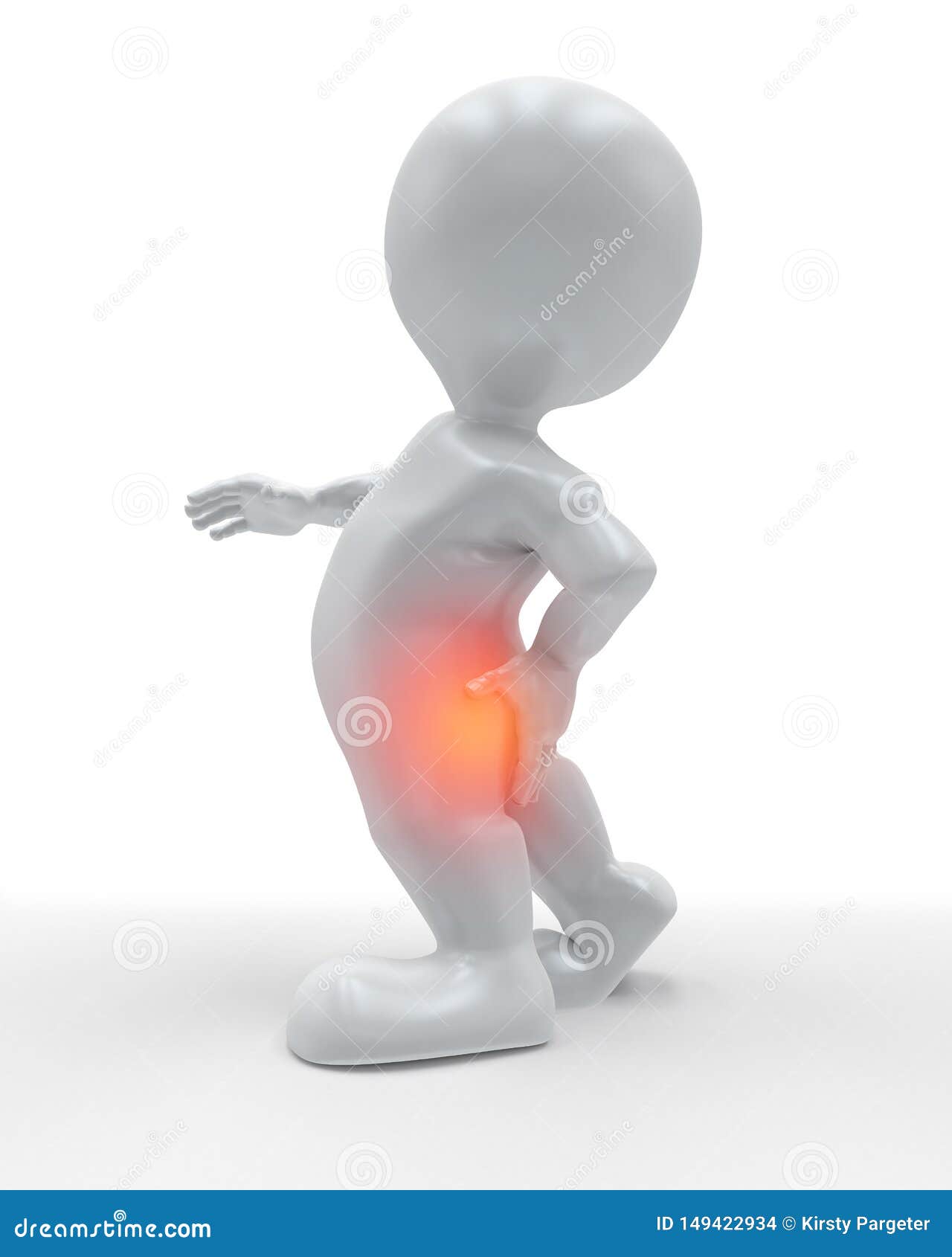 3d Figure with Lower Back Highlighted in Pain Stock Illustration ...