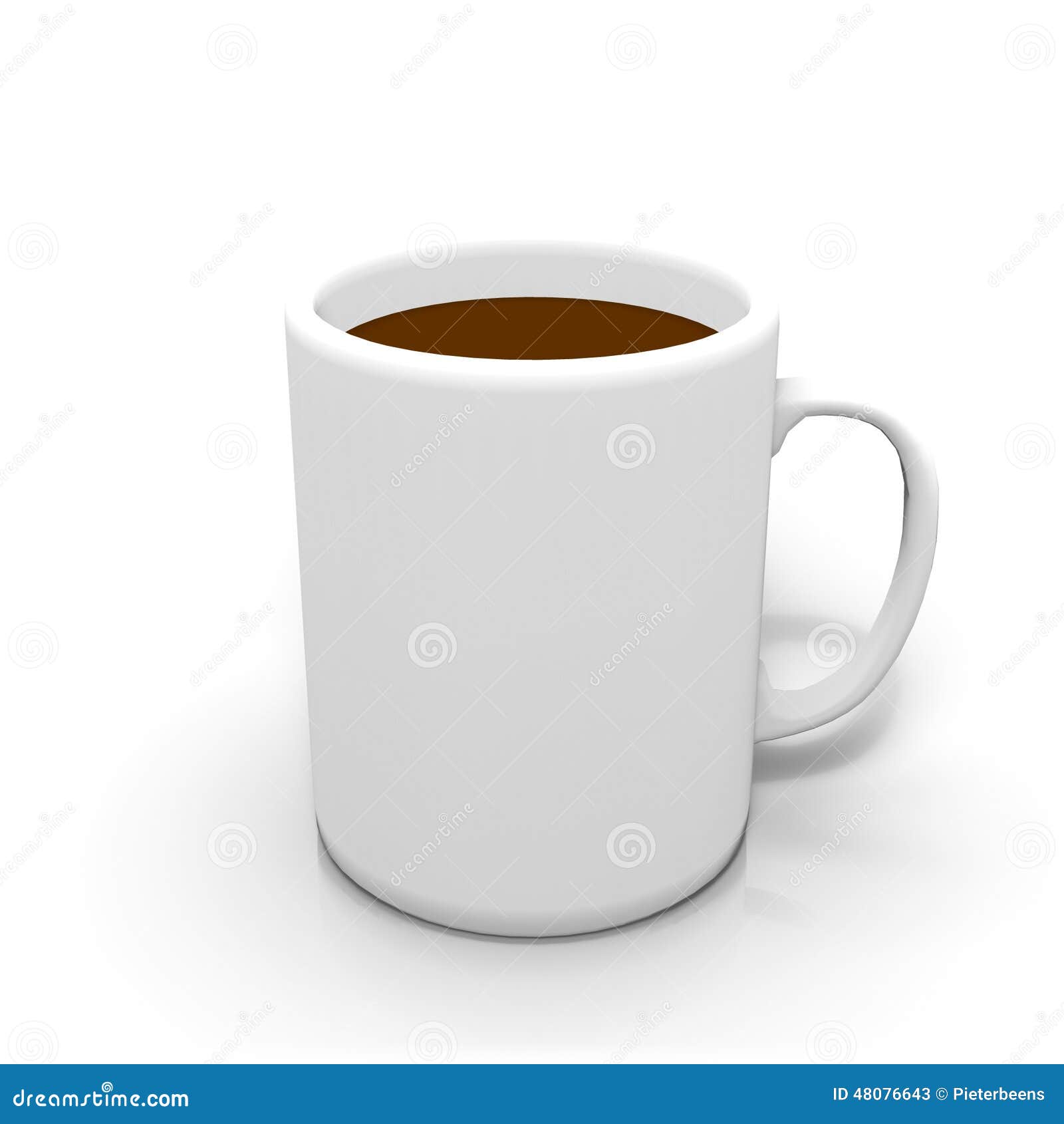 3D Render of Filled Coffee Cup with Coffee, on White Background Stock ...