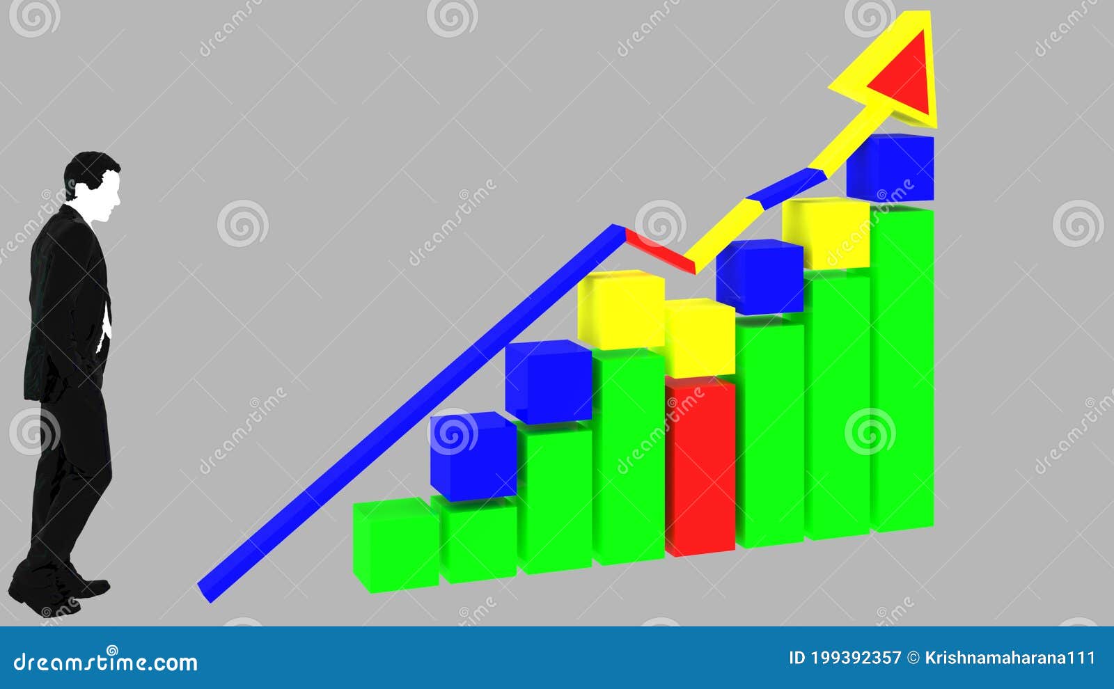 3d Render a Financial Chart with Interweaving Arrows Going Up the Image ...