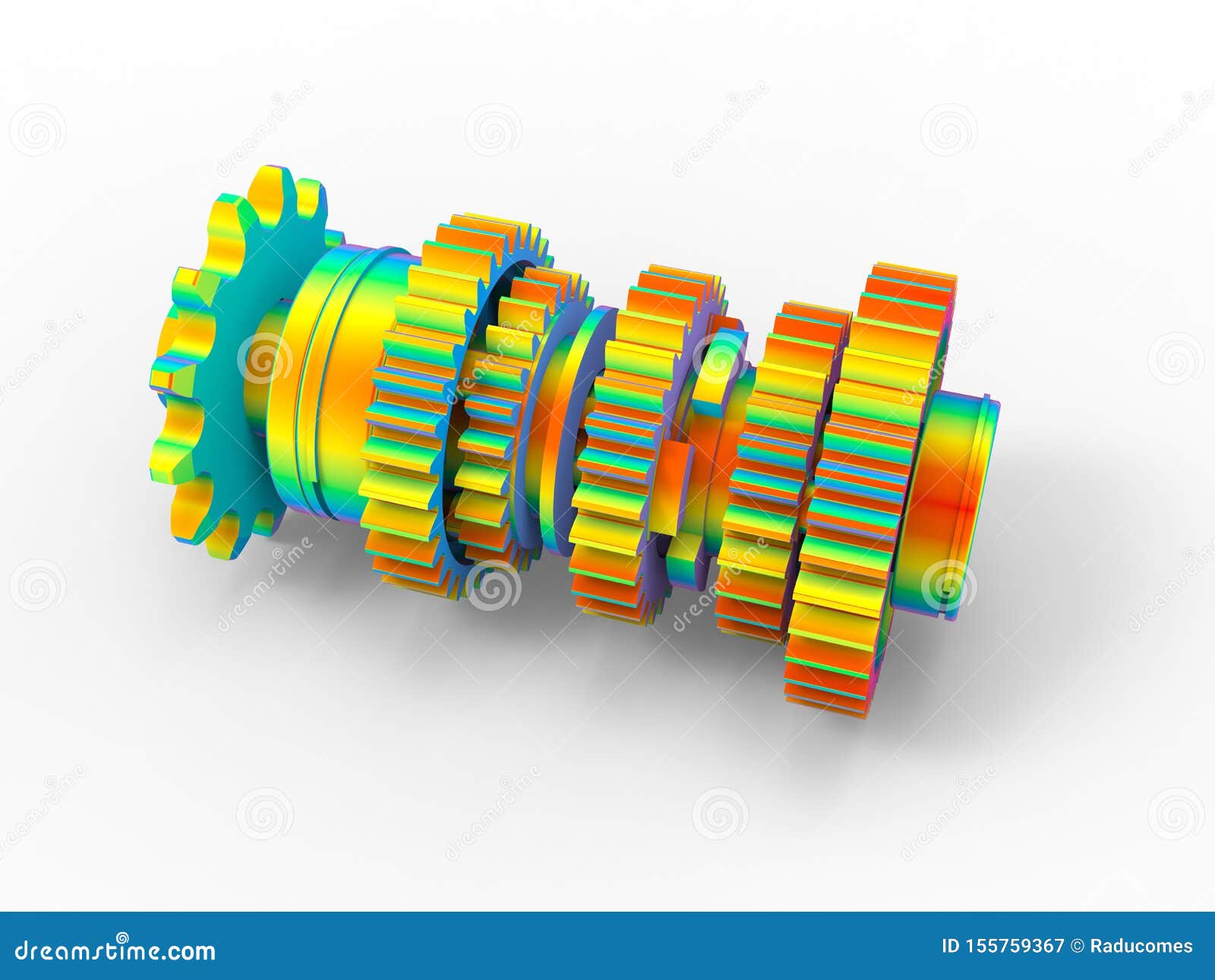 3D Render - Finite Element Analysis of Gears Stock Illustration ...