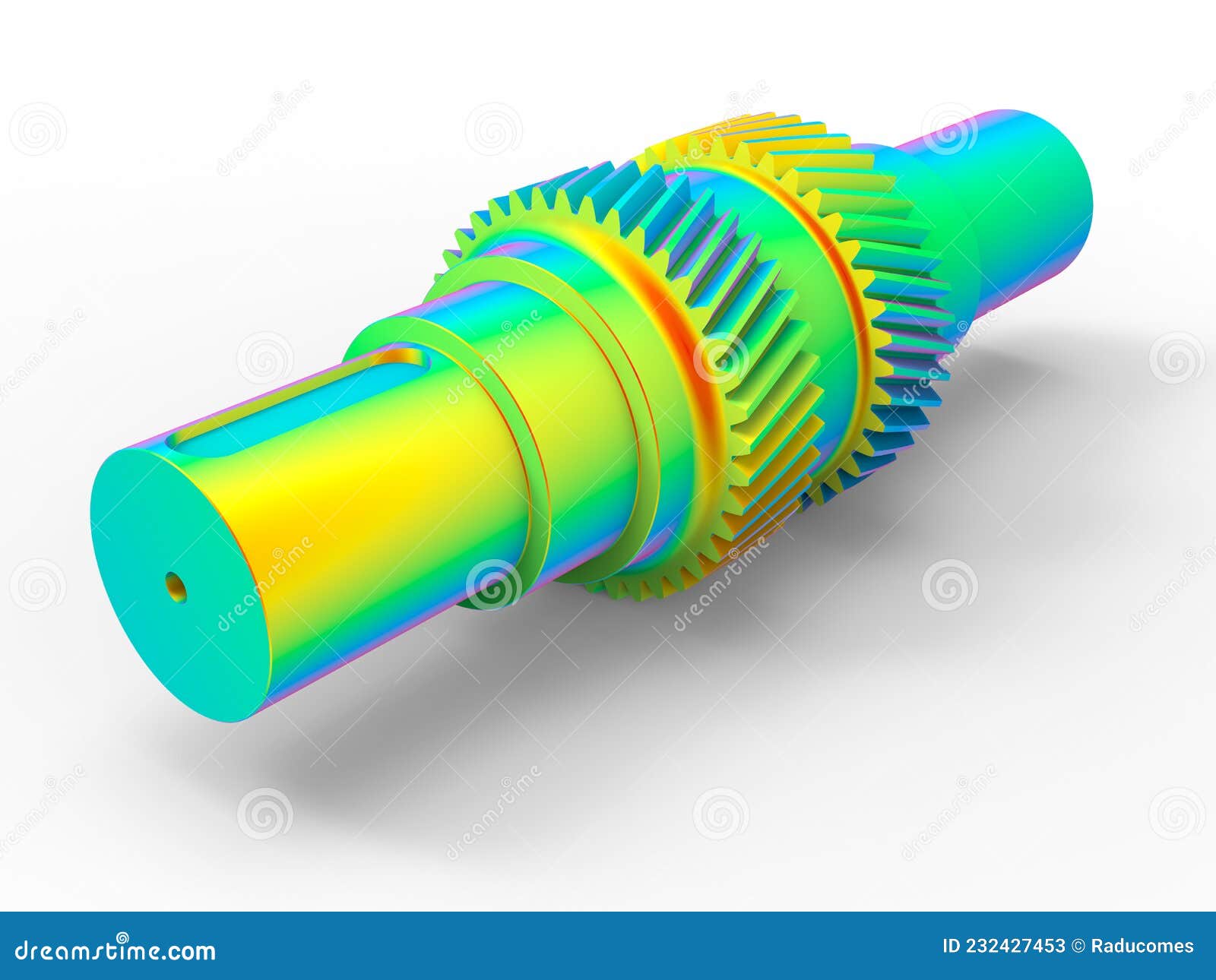 3D Render - Finite Element Analysis Of Two Gears On A Shaft Royalty ...