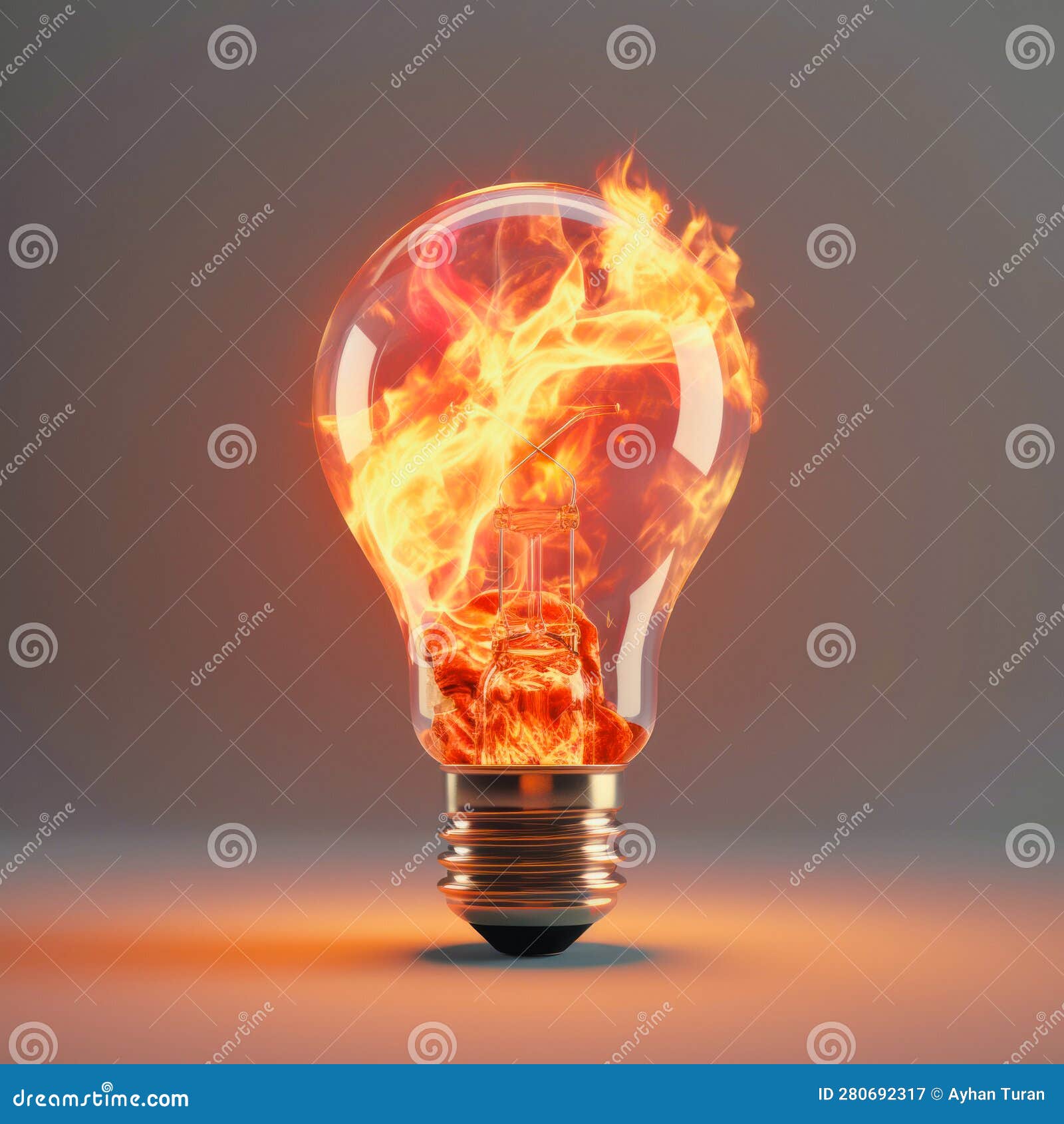 3d Render Fire Light Bulb and Jigsaw Puzzle Concept . Stock ...
