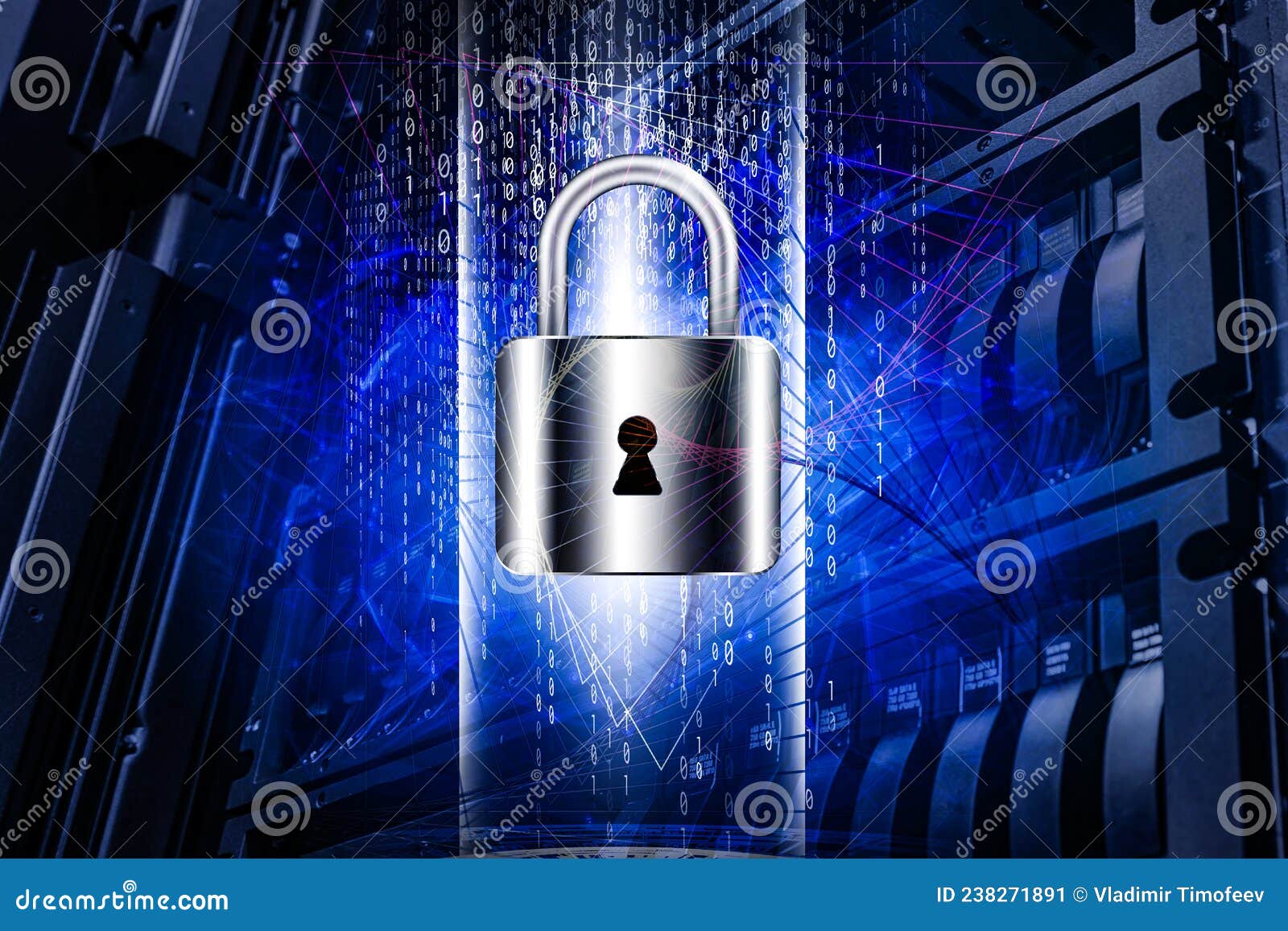 3D Render Firewall Activated on Server Room Data Center . Concept of ...