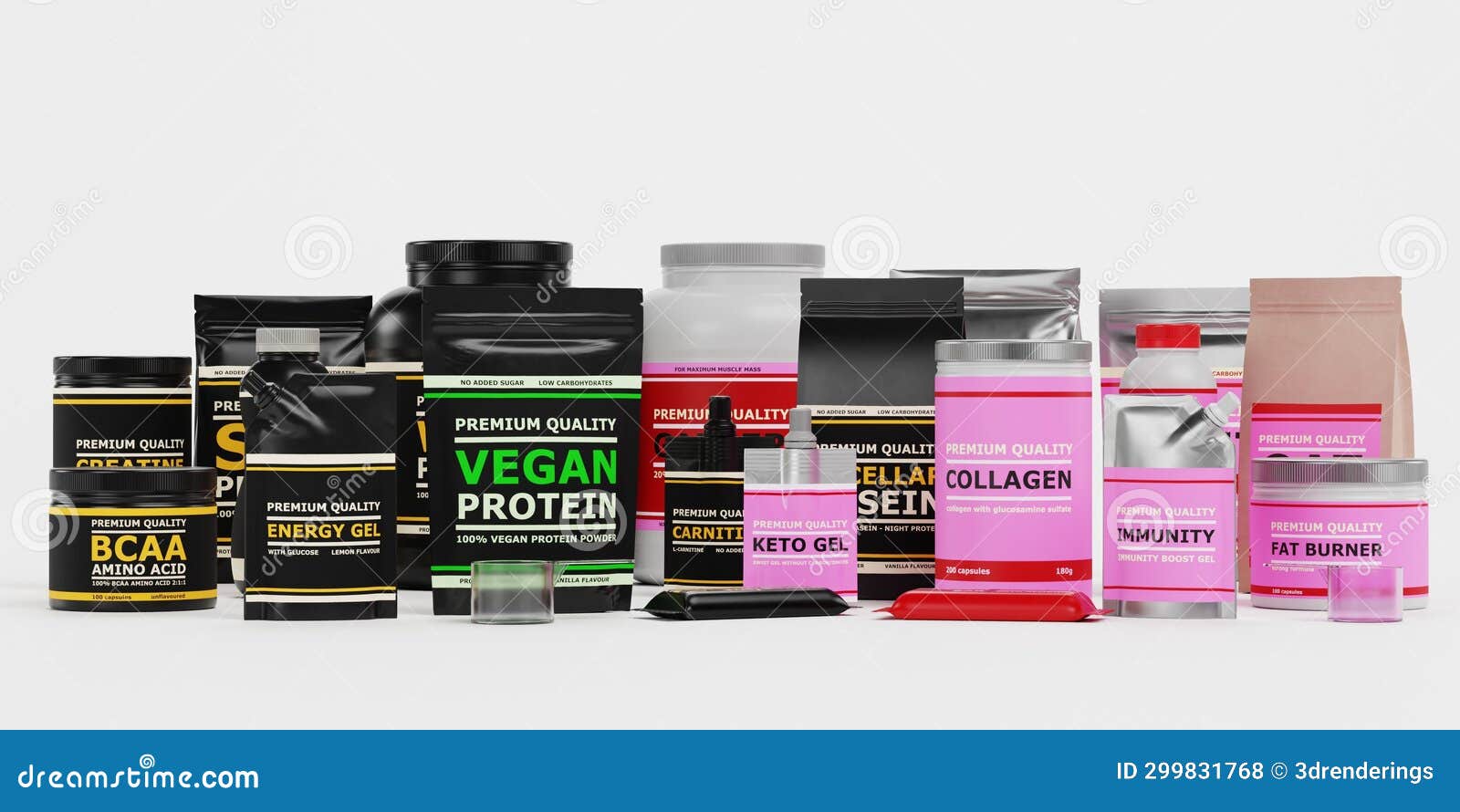 3D Render of Fitness Supplements Stock Illustration - Illustration of ...