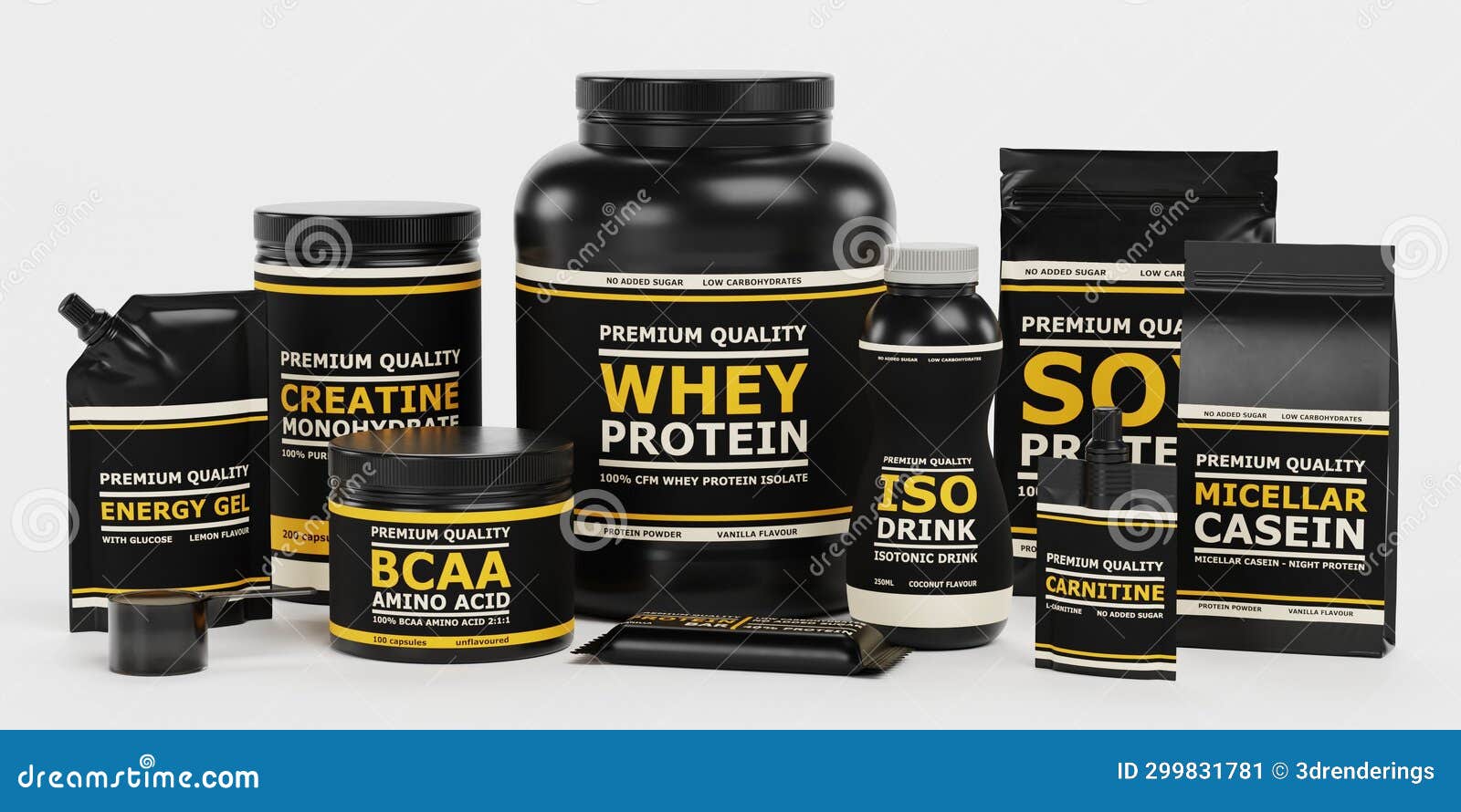 3D Render of Fitness Supplements Stock Illustration - Illustration of ...