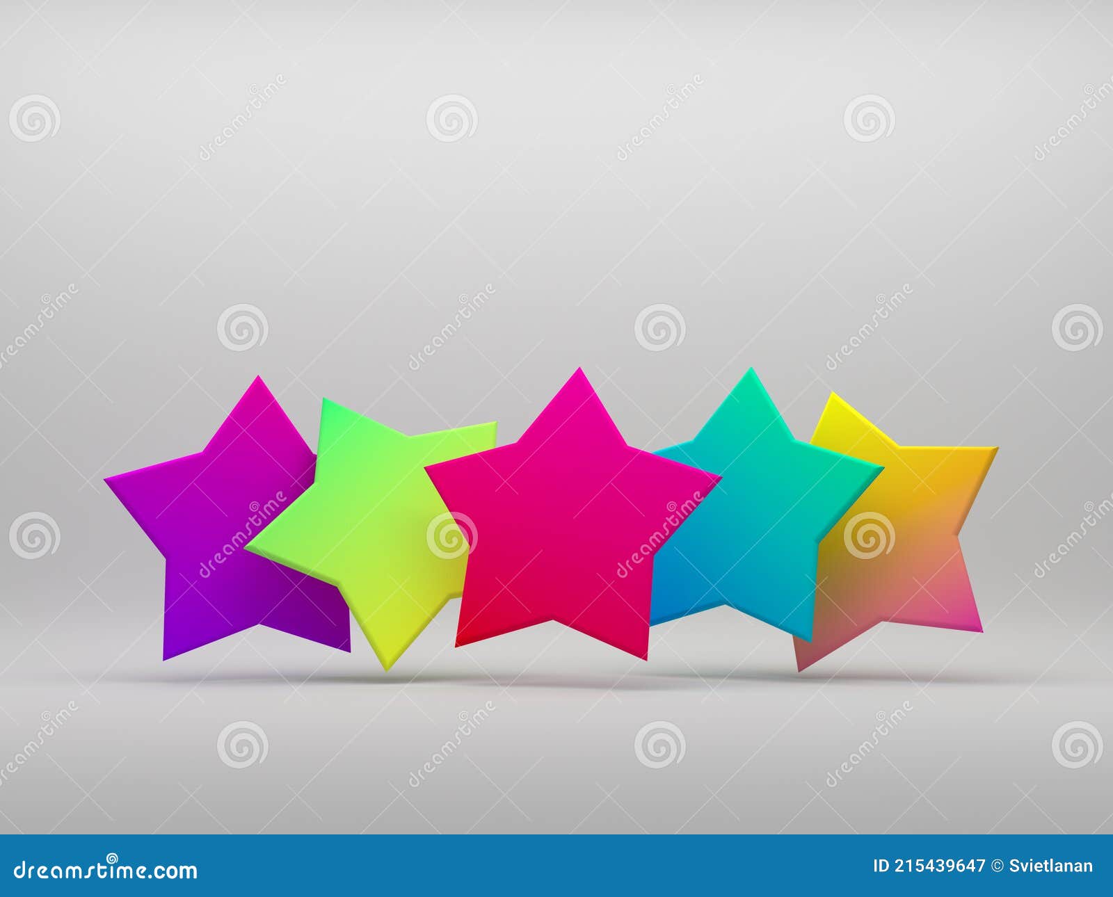 3d Render of Five Colorful Colorful Stars Stock Illustration ...