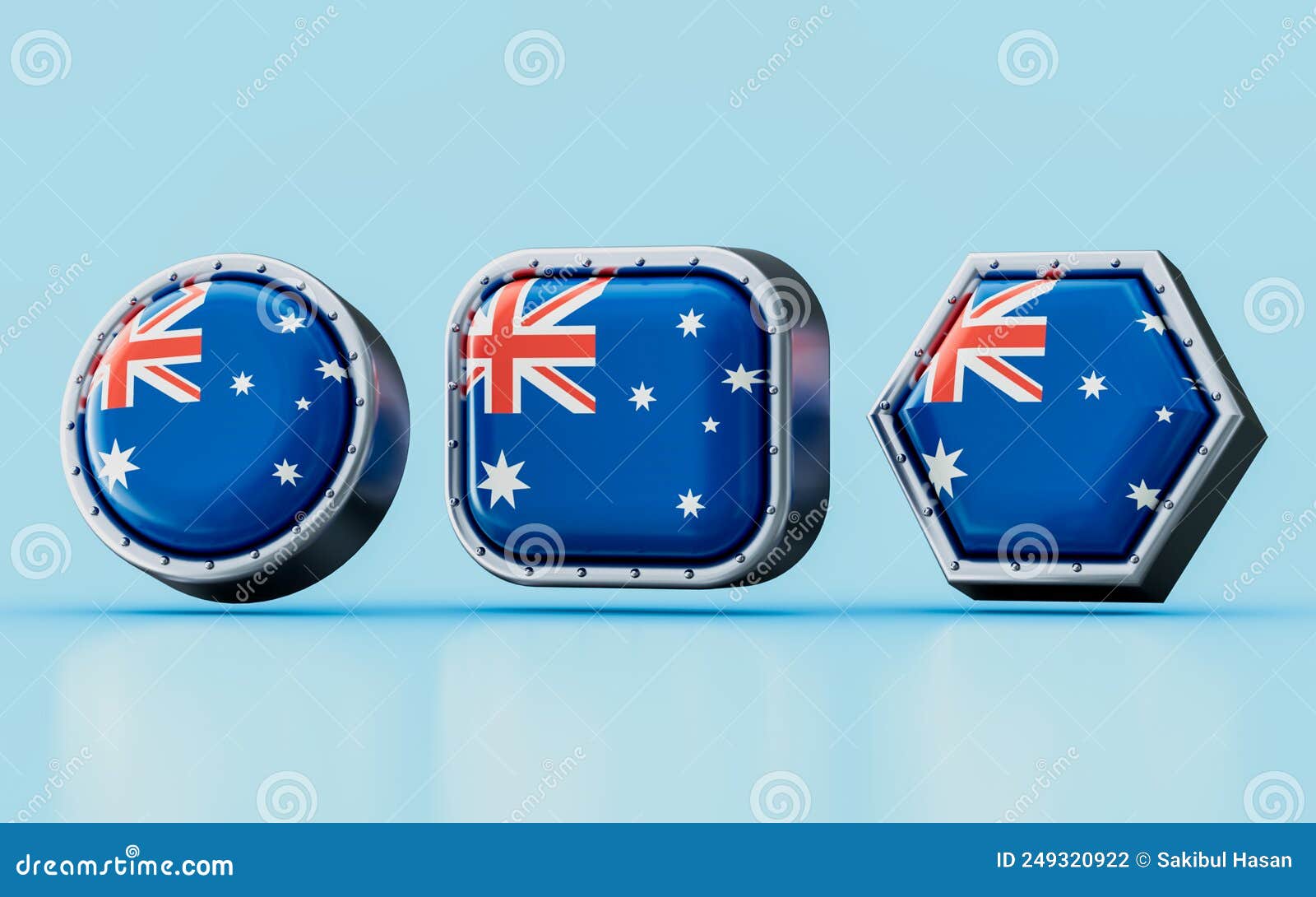 3d Render Flag Signs of Australia in Three Different Shape Stock ...