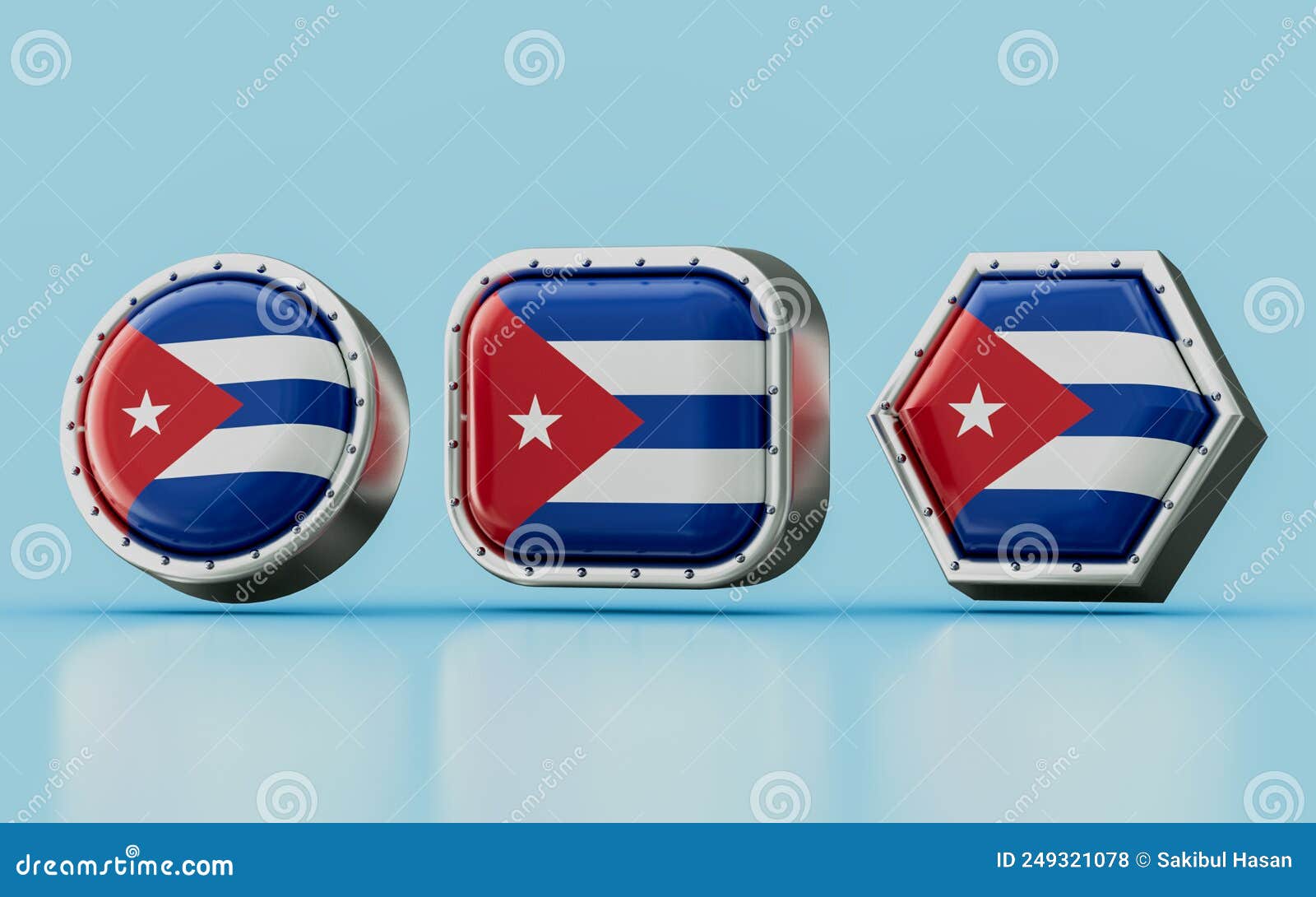 3d Render Flag Signs of Cuba in Three Different Shape Stock ...