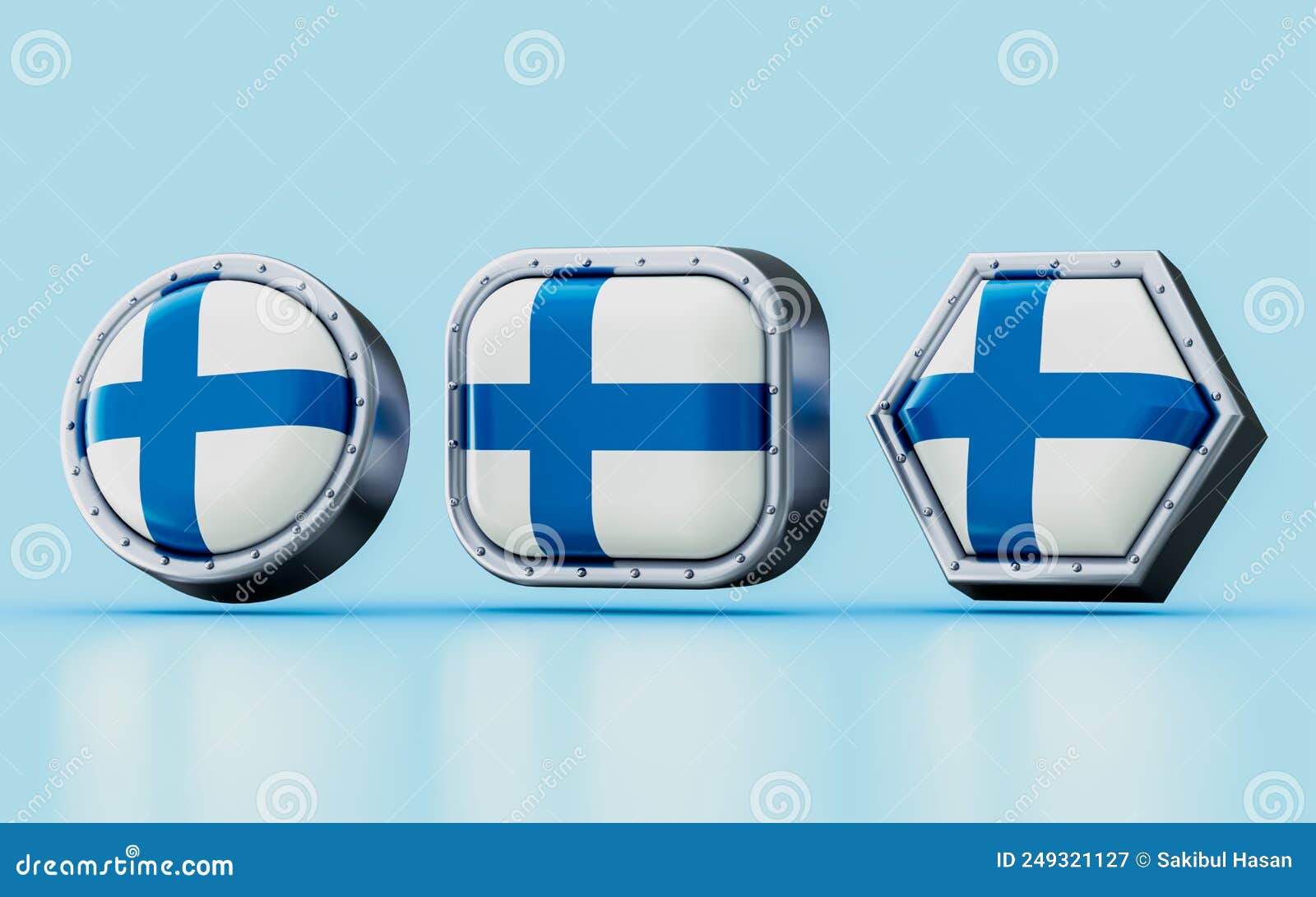 3d Render Flag Signs of Finland in Three Different Shape Stock ...