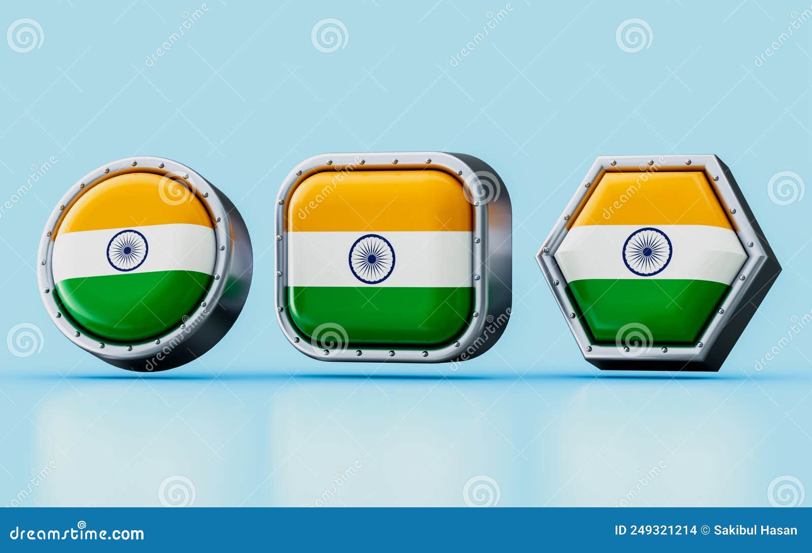 3d Render Flag Signs of INDIA in Three Different Shape Stock ...
