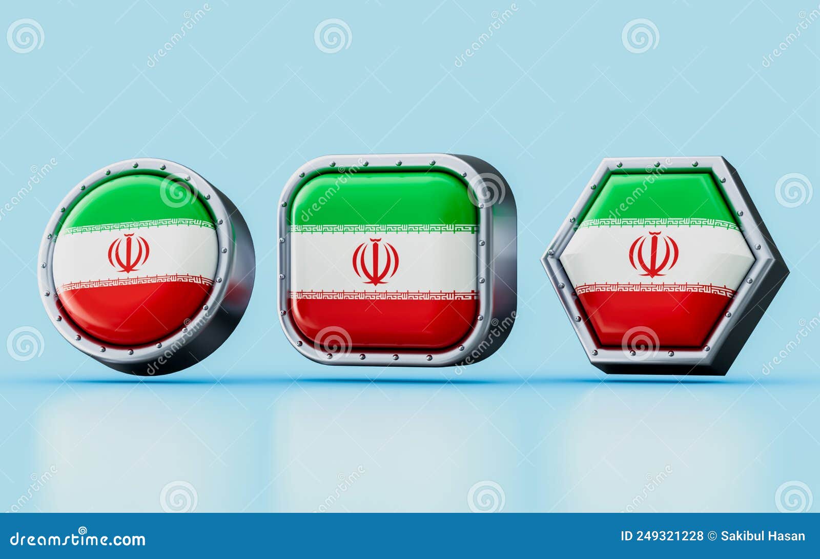 3d Render Flag Signs of IRAN in Three Different Shape Stock ...