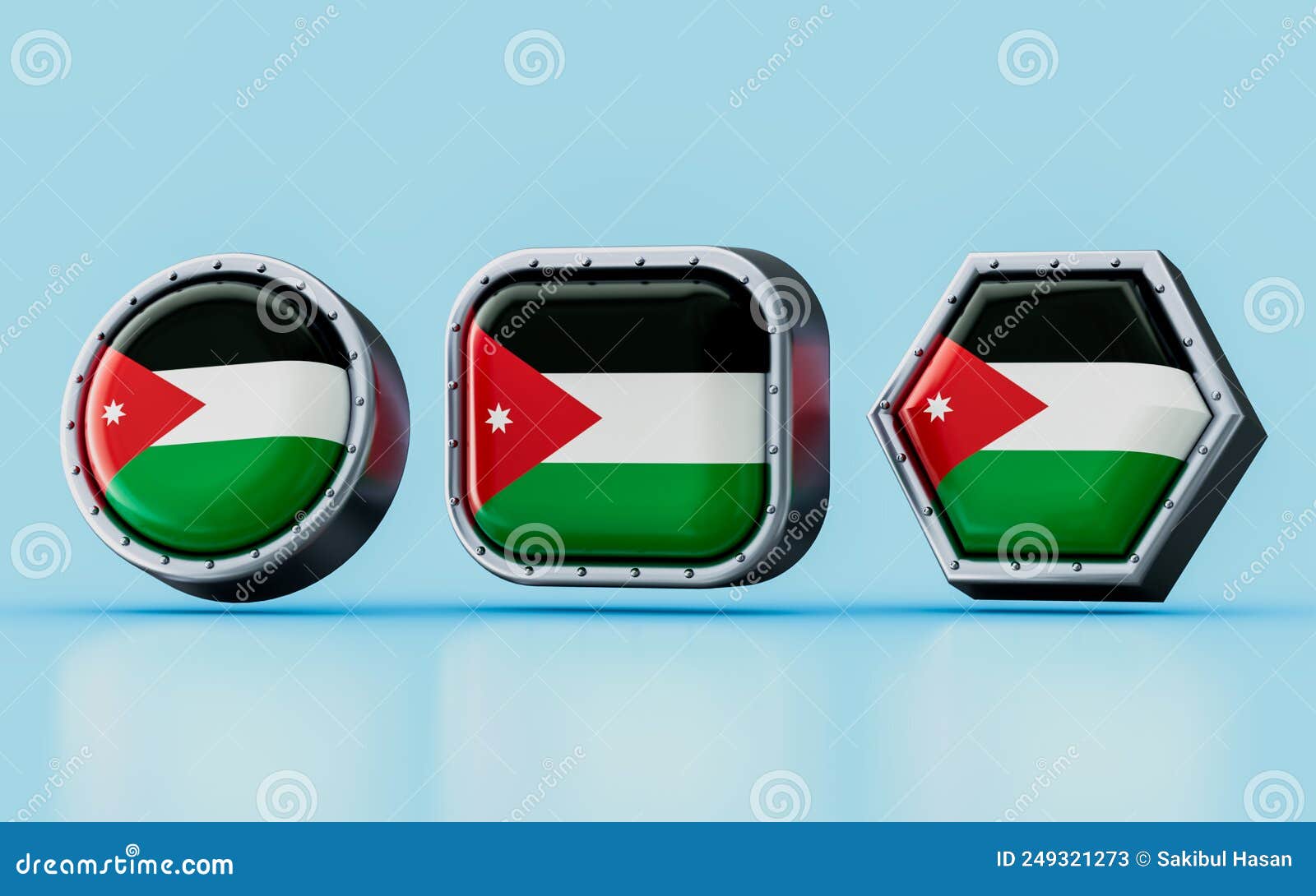 3d Render Flag Signs of Jordan in Three Different Shape Stock ...