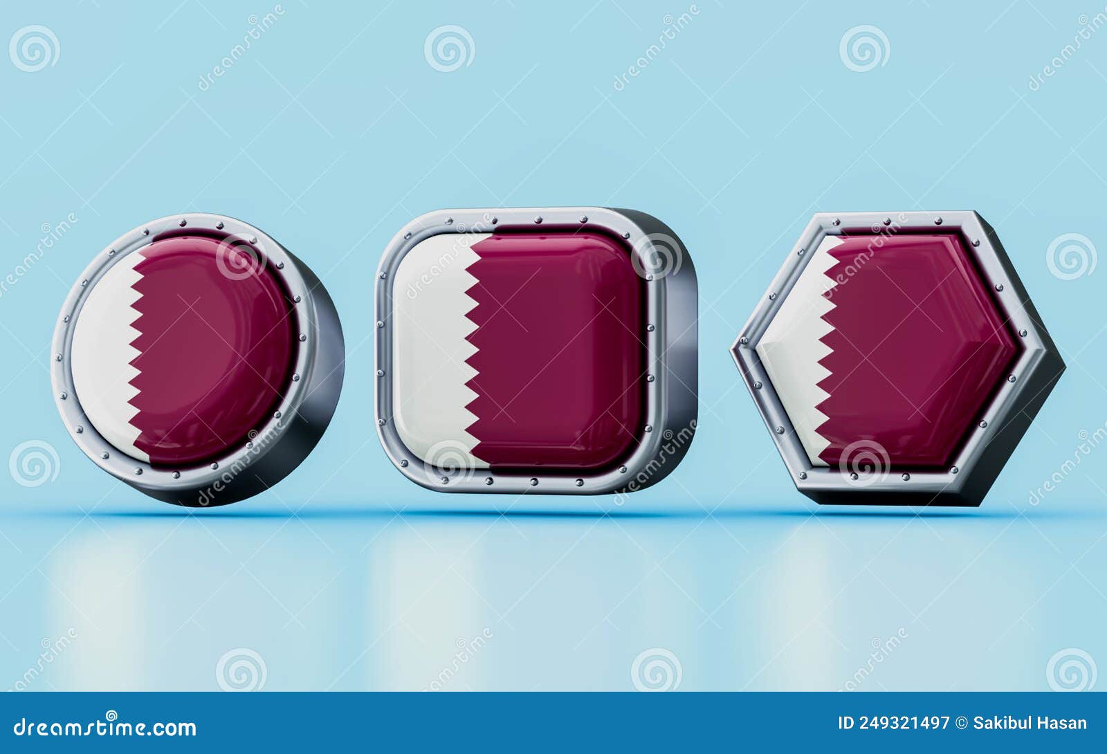 3d Render Flag Signs of Qatar in Three Different Shape Stock ...