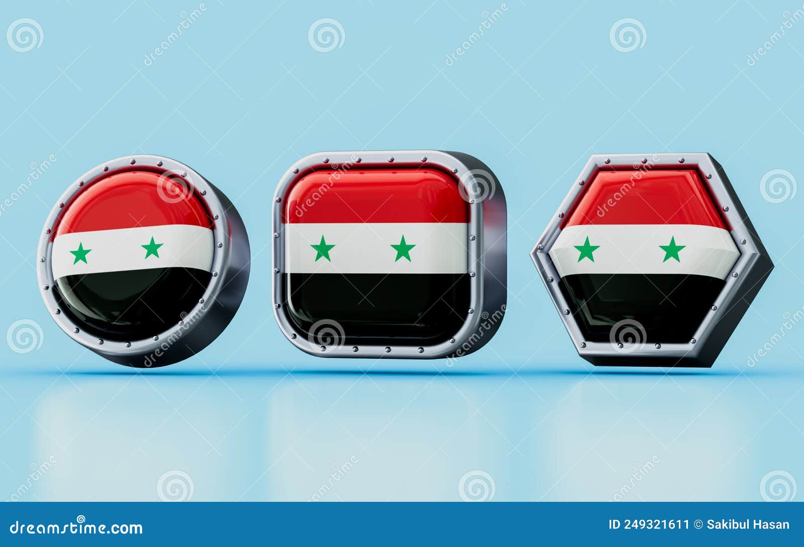 3d Render Flag Signs of Syria in Three Different Shape Stock ...