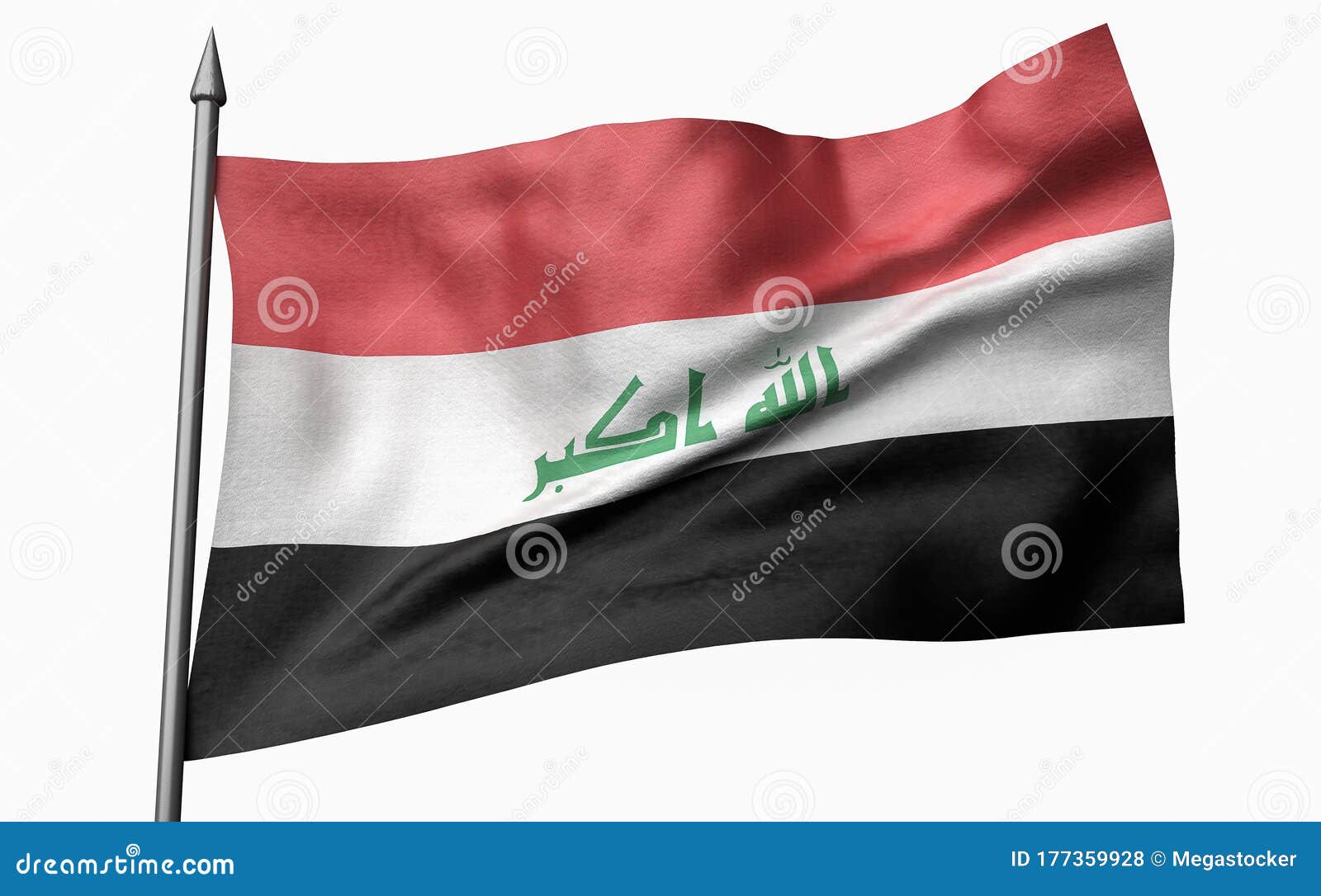 3D Illustration of Flagpole with Iraq Flag Stock Illustration ...