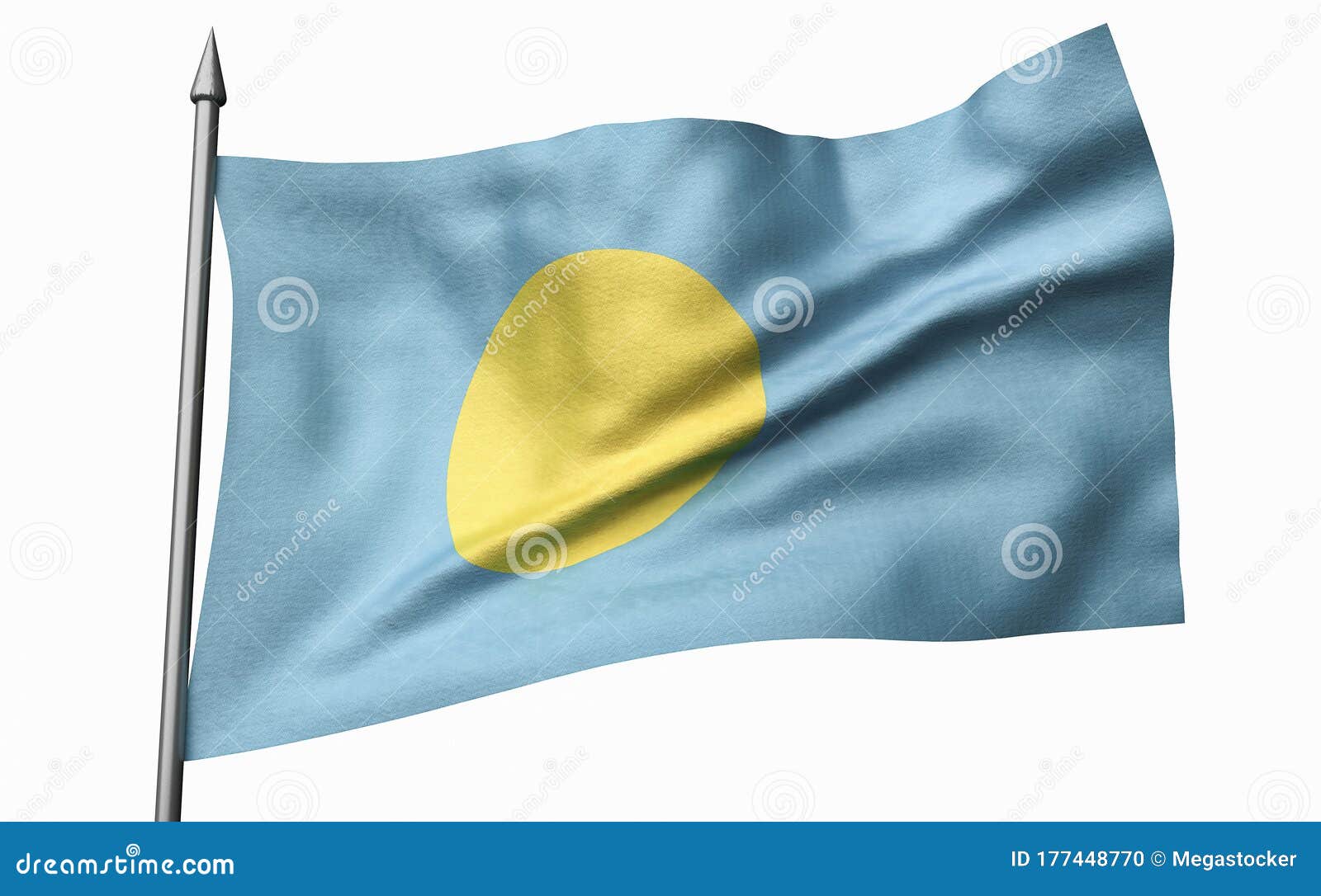 3D Illustration of Flagpole with Palau Flag Stock Illustration ...
