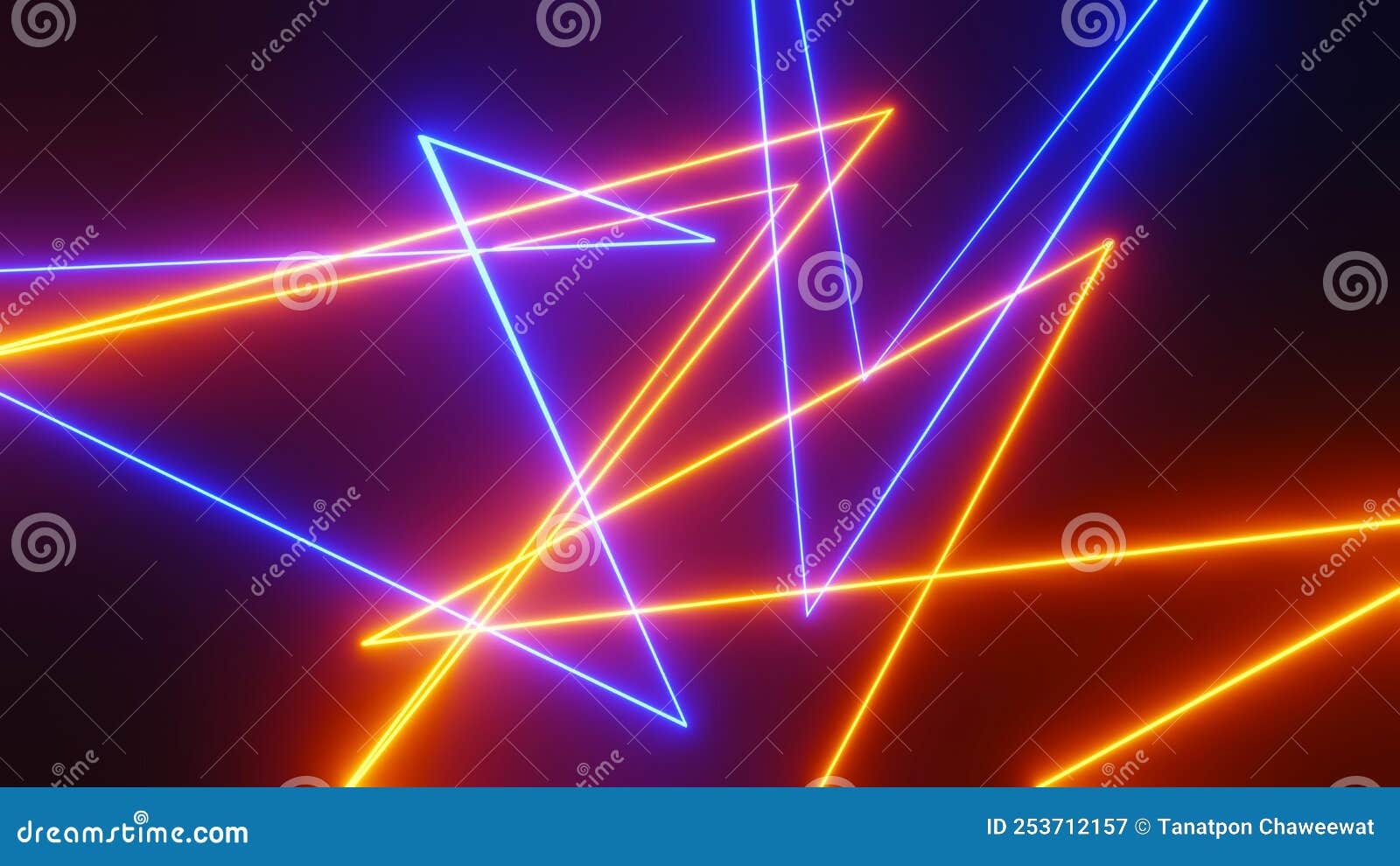 3d Render of Flash Neon and Light Glowing on Dark Scene. Speed Light ...