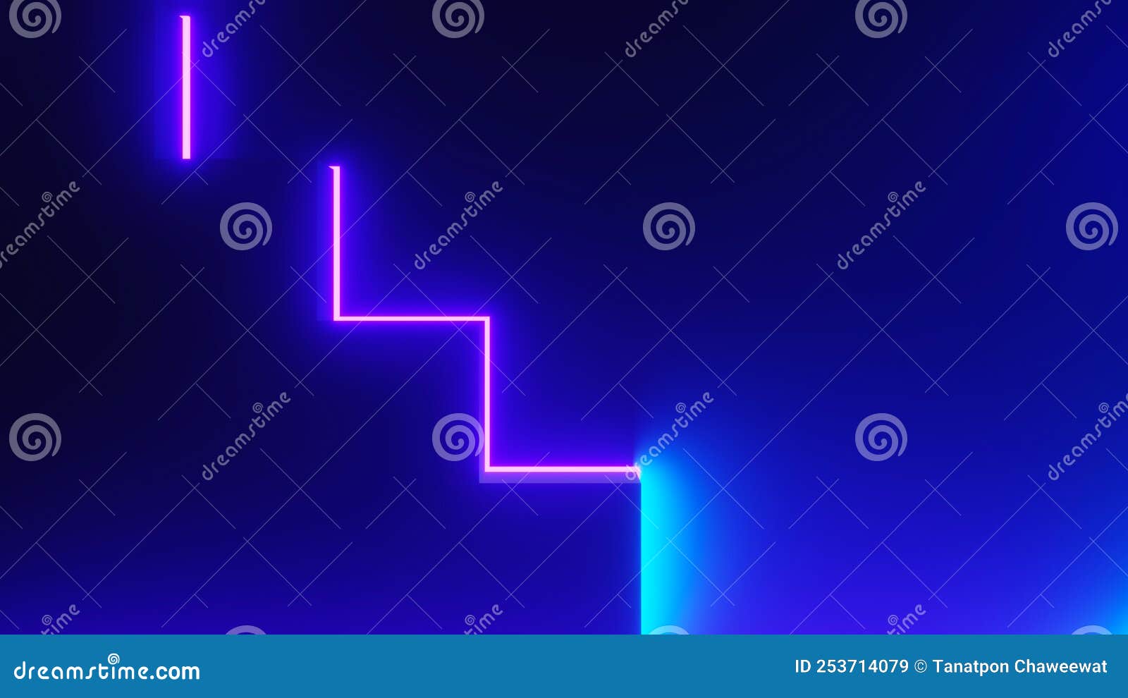 3d Render of Flash Neon and Light Glowing on Dark Scene. Speed Light ...