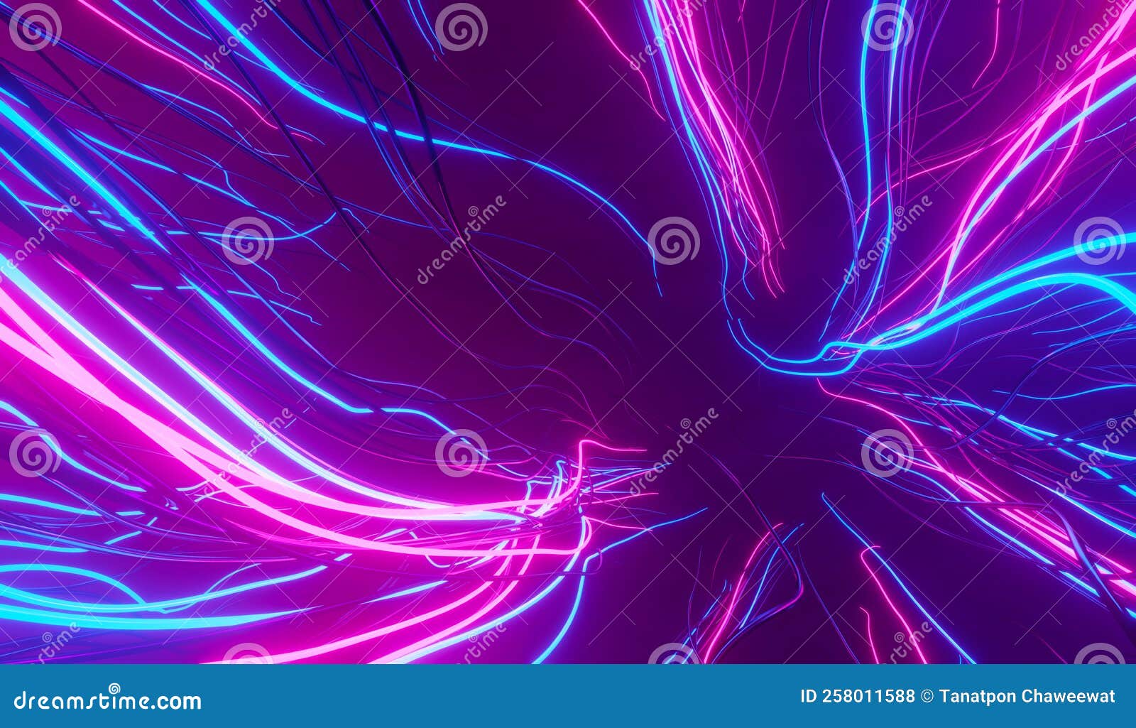 3d Render of Flash Neon and Light Glowing on Dark Scene. Speed Light ...