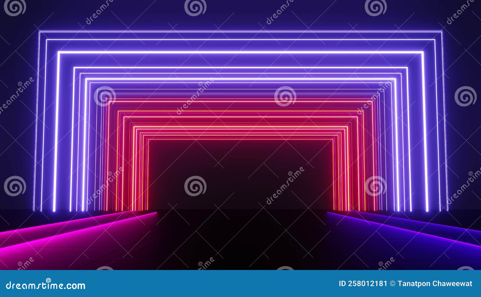 3d Render of Flash Neon and Light Glowing on Dark Scene. Speed Light ...