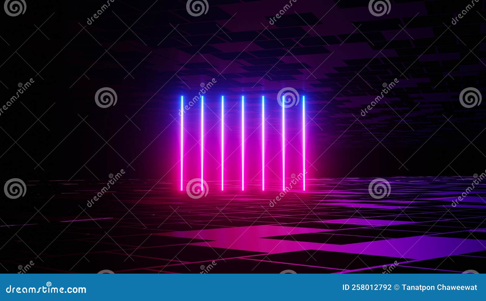 3d Render of Flash Neon and Light Glowing on Dark Scene. Speed Light ...