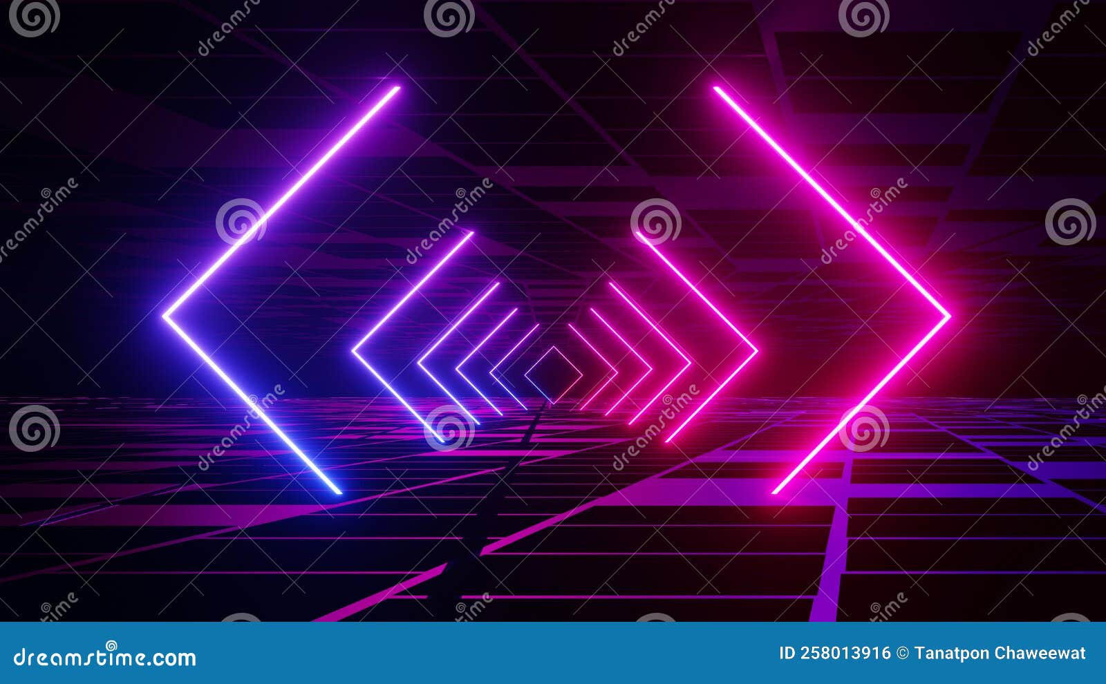 3d Render of Flash Neon and Light Glowing on Dark Scene. Speed Light ...