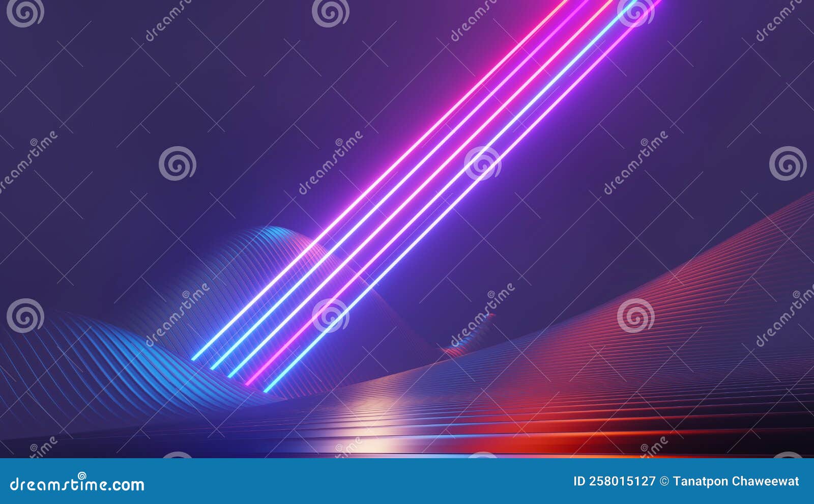 3d Render of Flash Neon and Light Glowing on Dark Scene. Speed Light ...