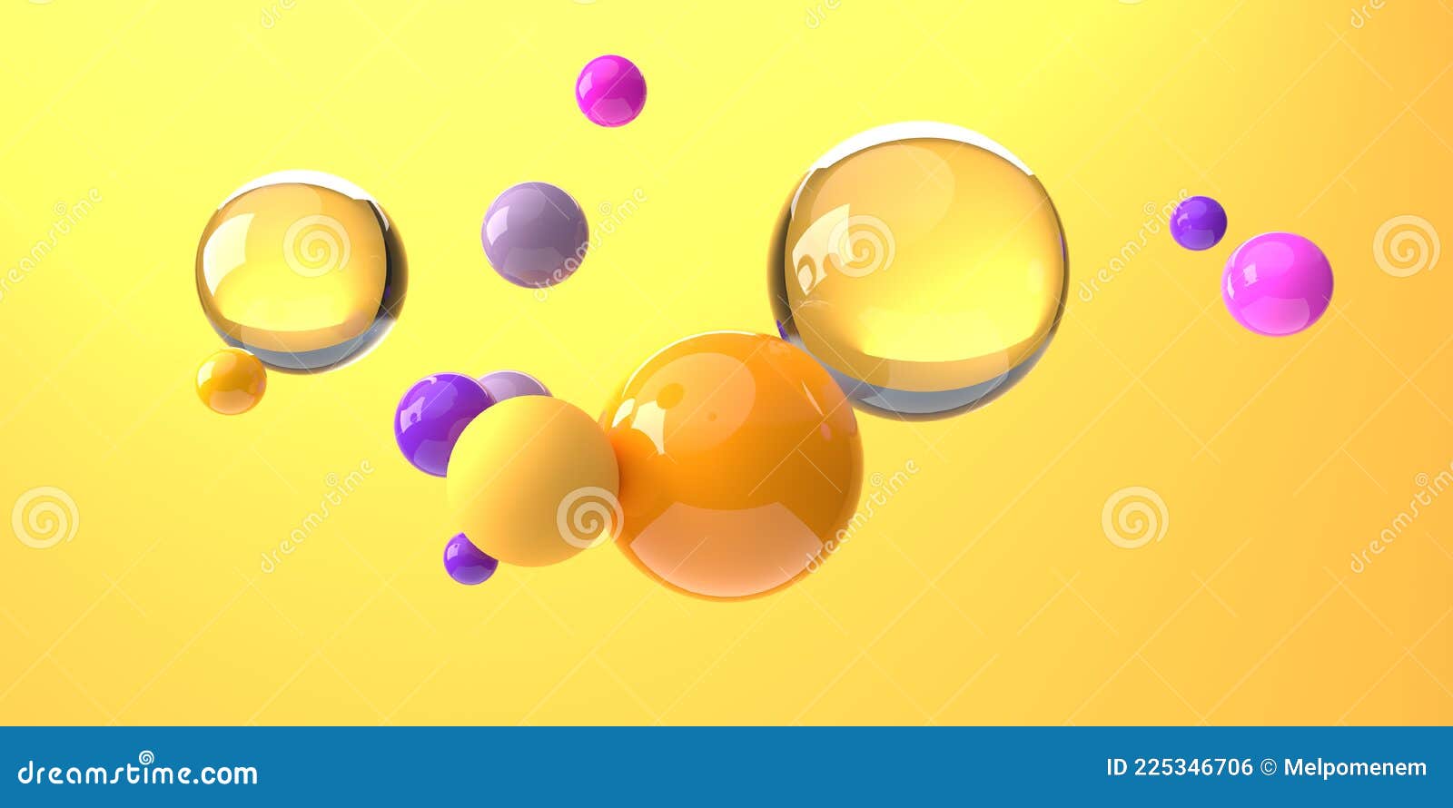 3D Render of Floating Different Size of Spheres Stock Illustration ...