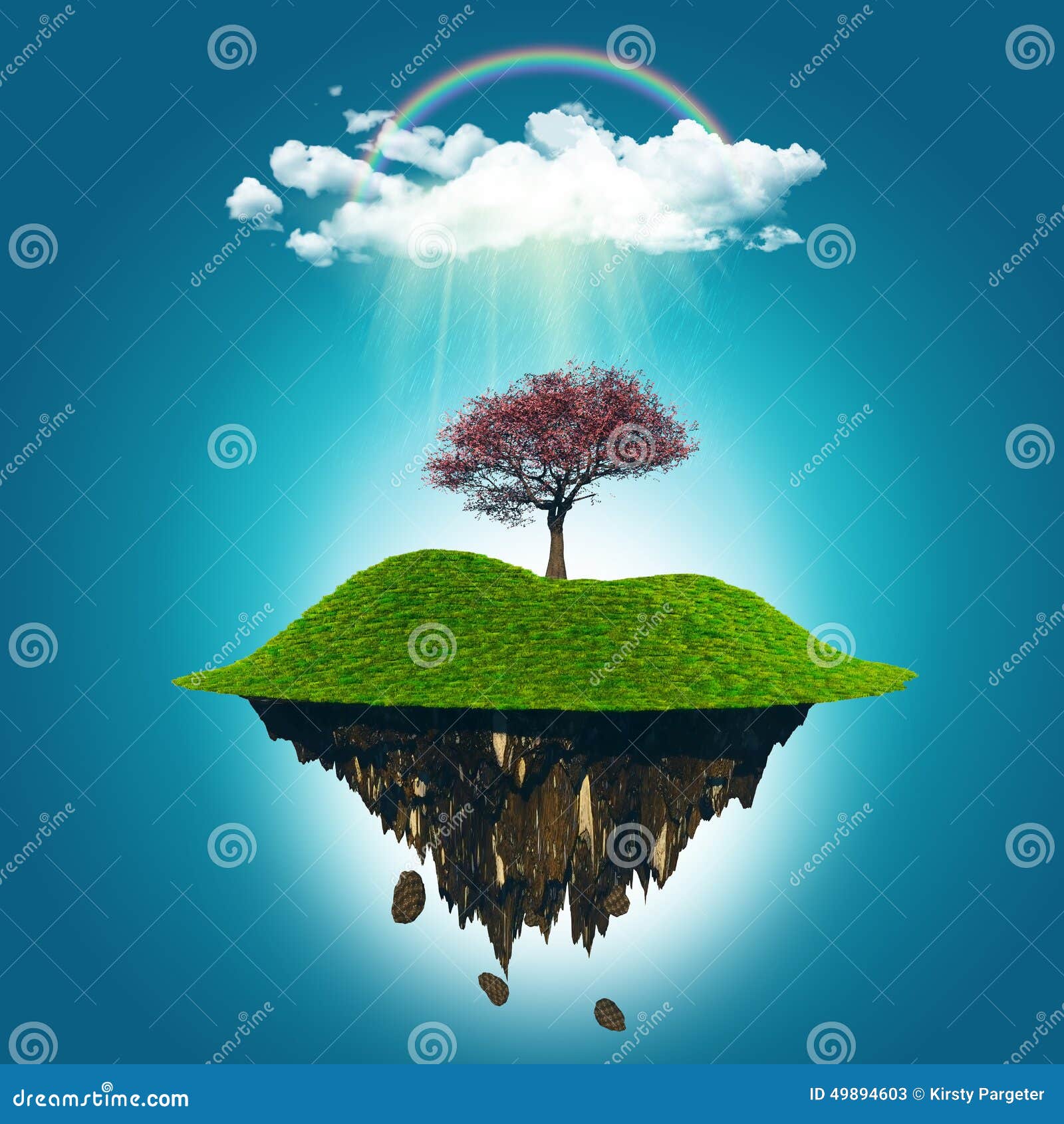 Floating Tree Dropping Seeds Over Farm Vector Graphics Royalty-Free ...
