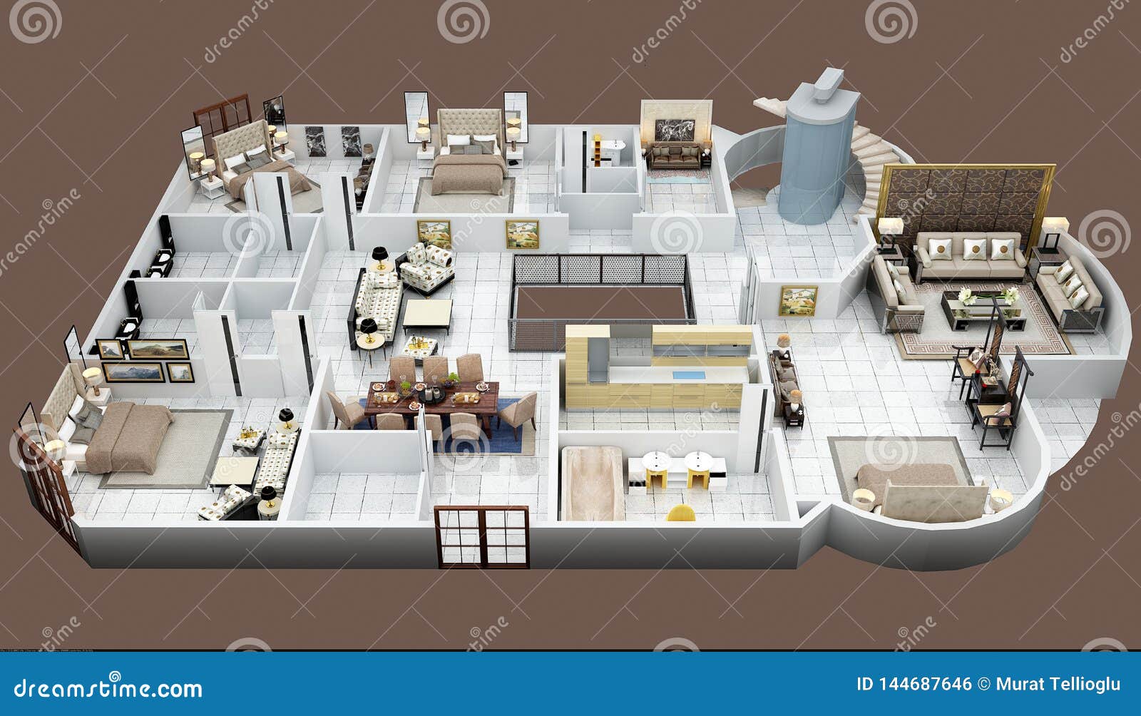 3d render of floor plan stock illustration. Illustration of model ...