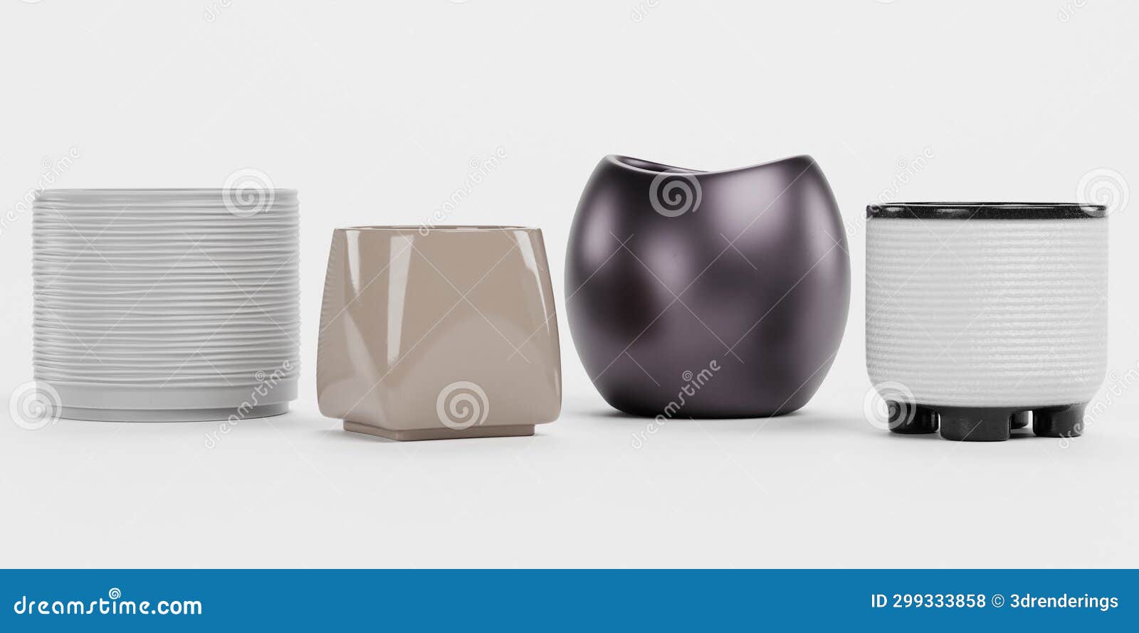 3D Render of Flower Pots stock illustration. Illustration of dirt ...