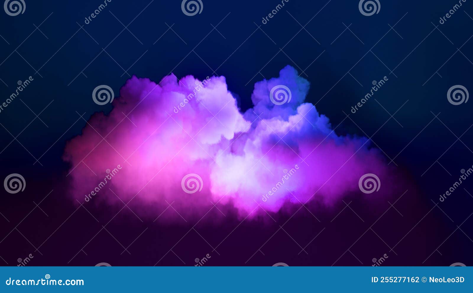 3d Render, Fluffy Cloud Glowing with Pink Blue Neon Light, Fantasy ...