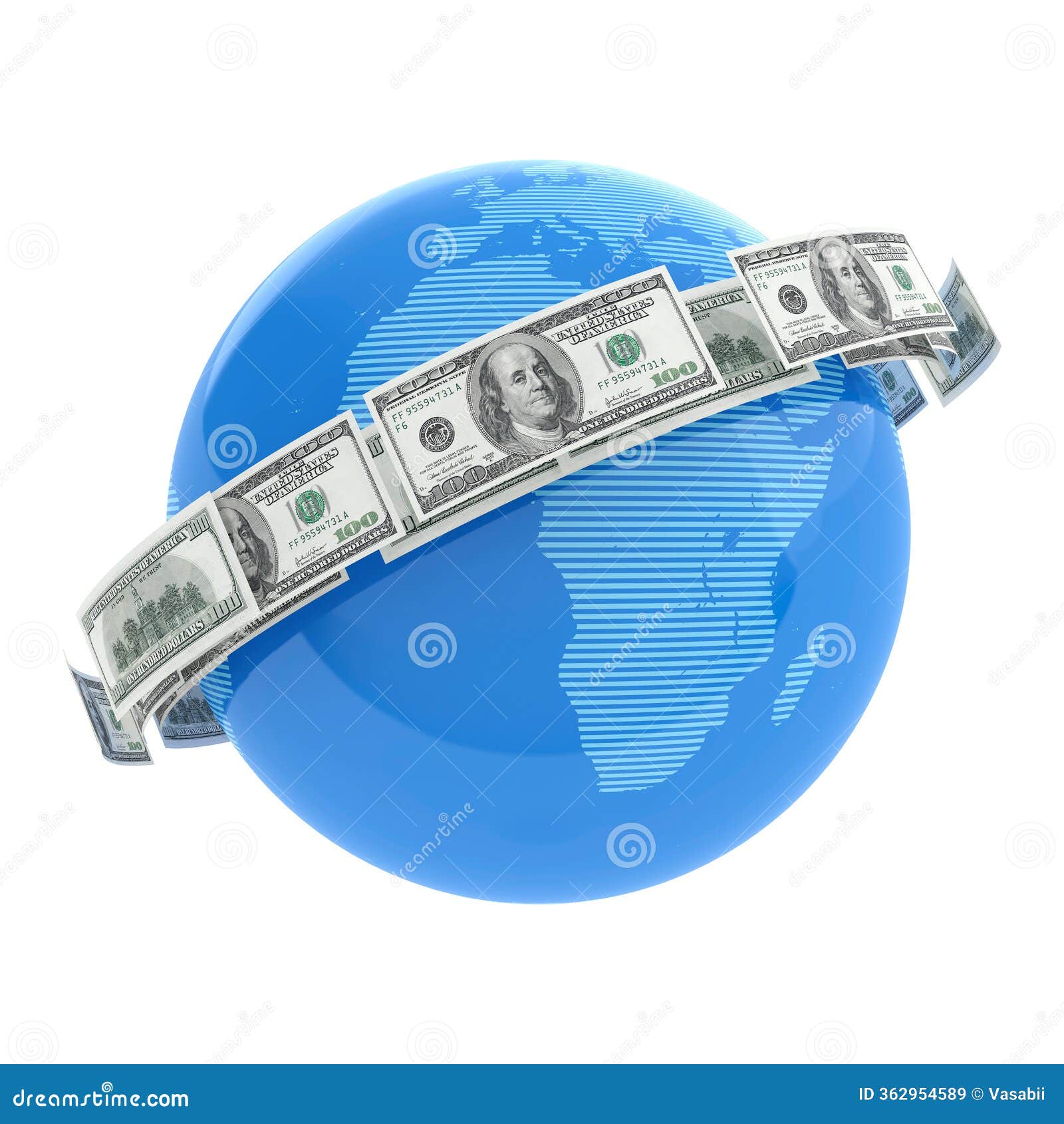 Flying Dollar Bill. Green Cash Banknote Icon Vector Illustration ...