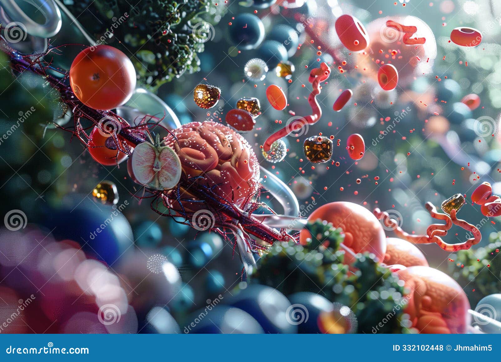 A 3D Render Focusing on the Dietary Sources of Different Types of ...