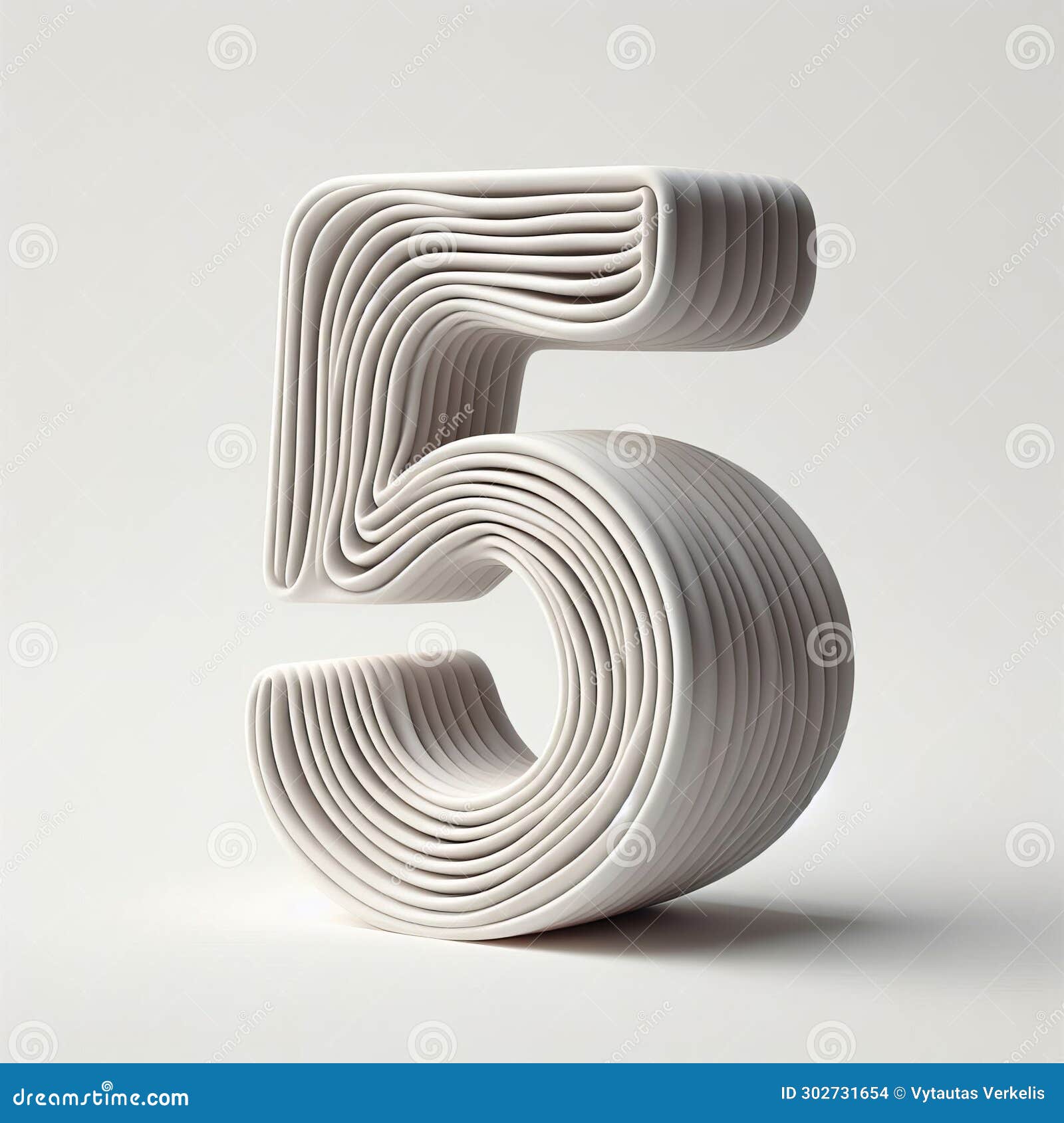 3d Render. 3d Font, Number of White Curved Elements Stock Illustration ...