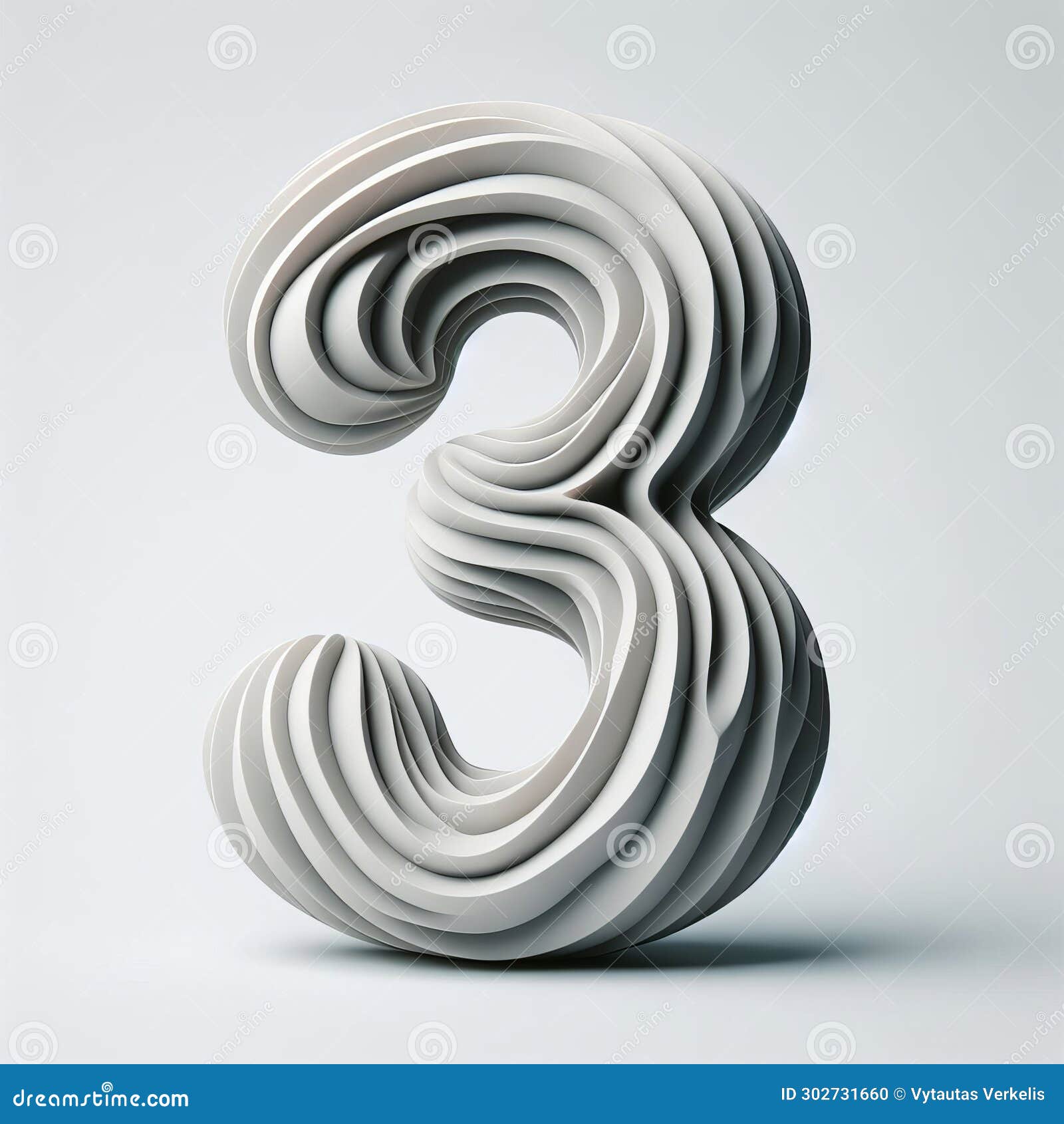 3d Render. 3d Font, Number of White Curved Elements Stock Illustration ...