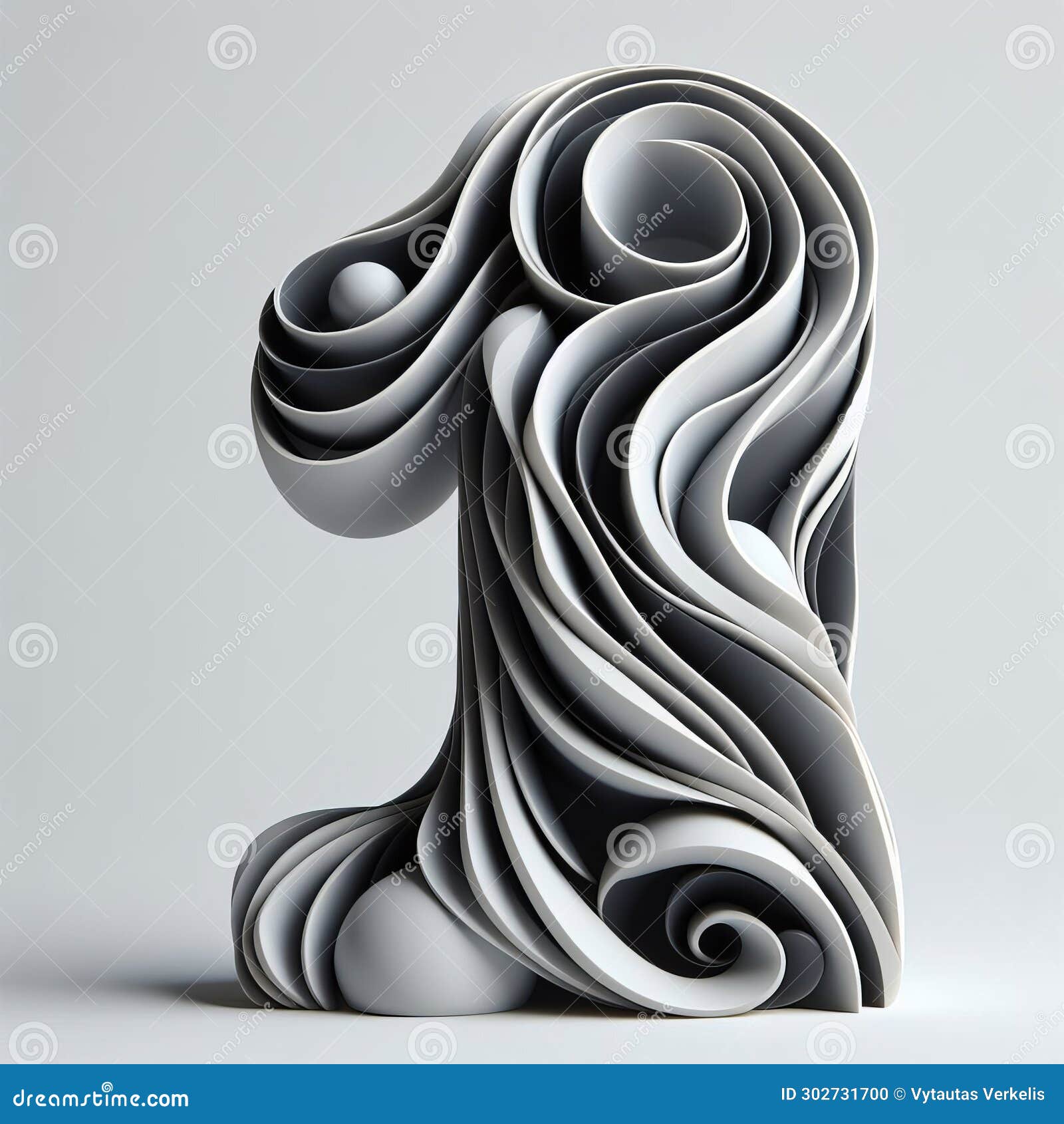 3d Render. 3d Font, Number of White Curved Elements Stock Illustration ...