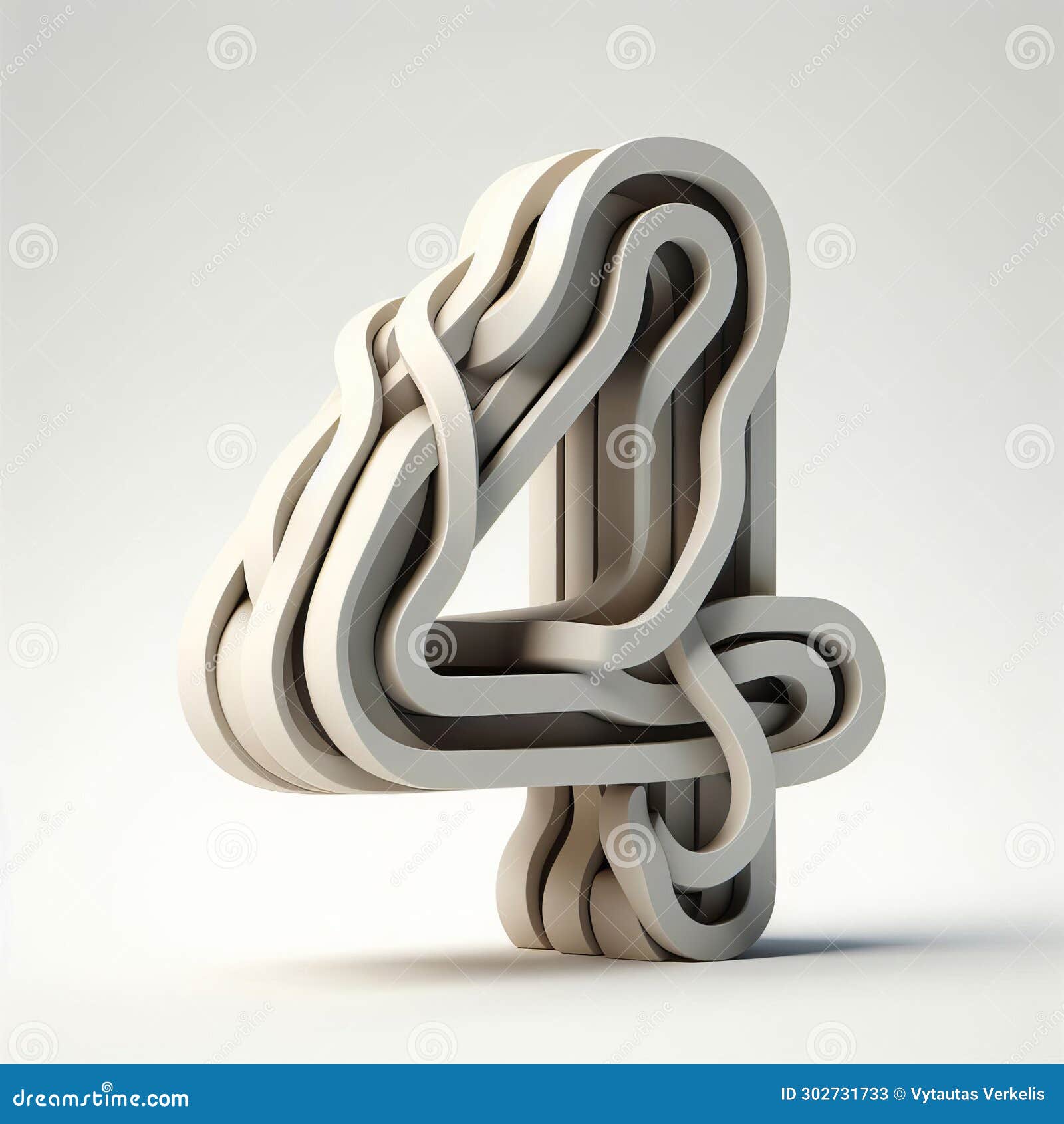 3d Render. 3d Font, Number of White Curved Elements Stock Illustration ...
