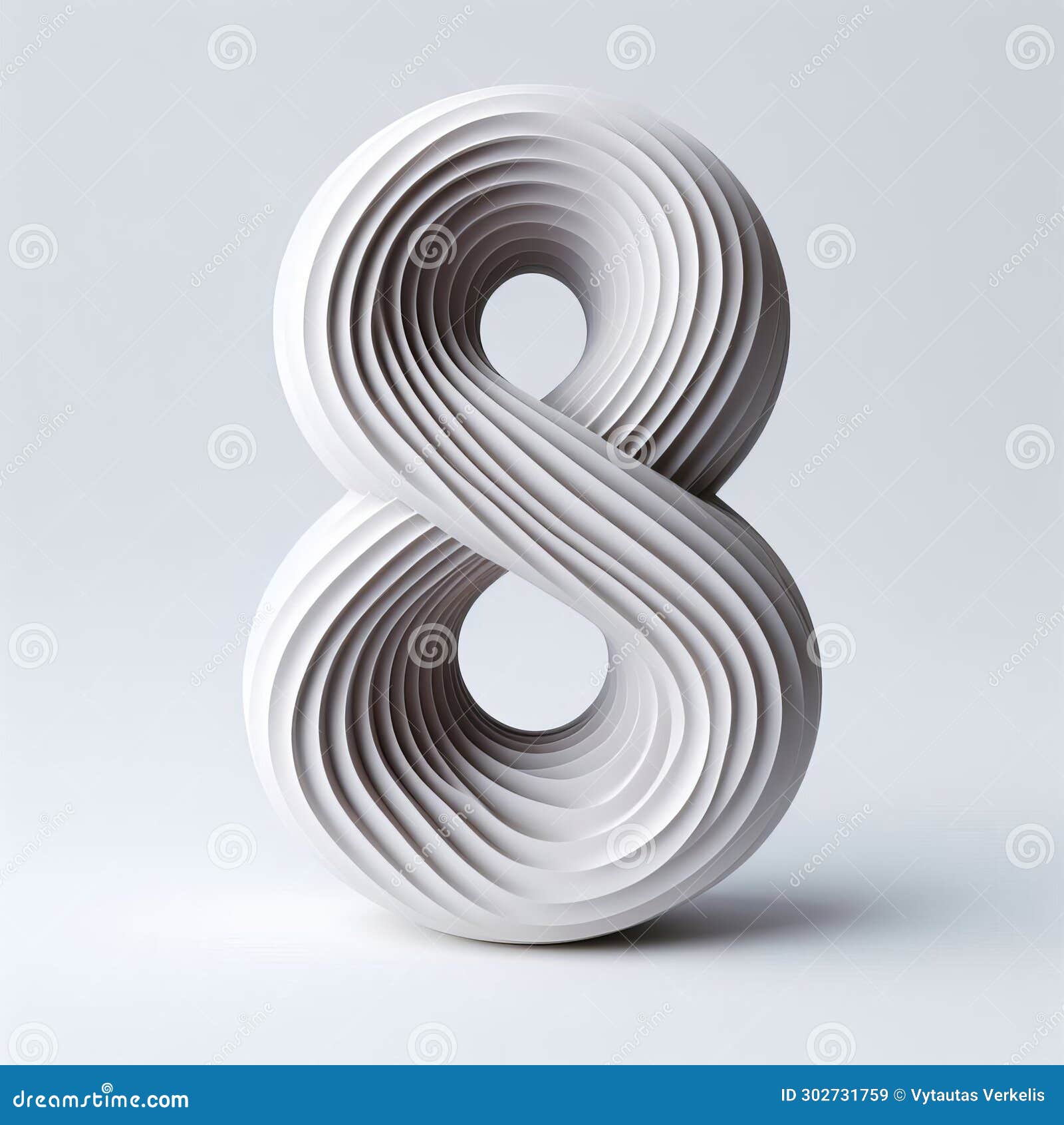 3d Render. 3d Font, Number of White Curved Elements Stock Illustration ...