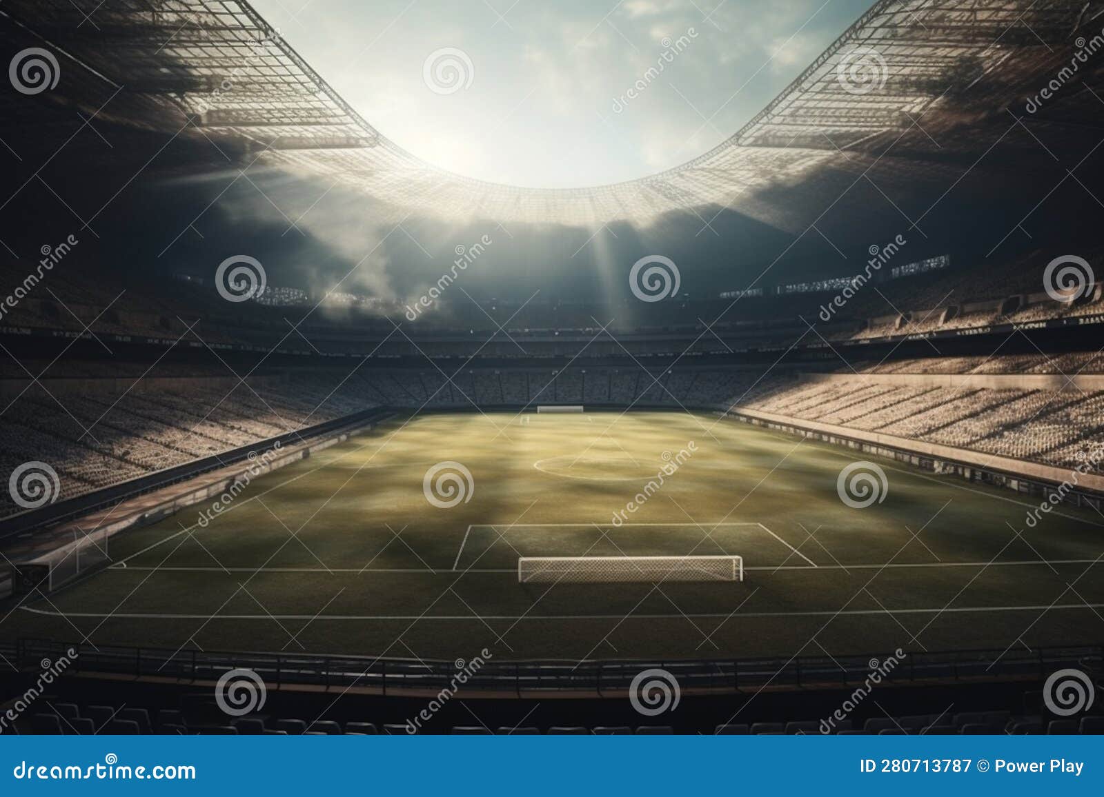 3D Render of a Football Stadium in the Evening with Spotlights ...