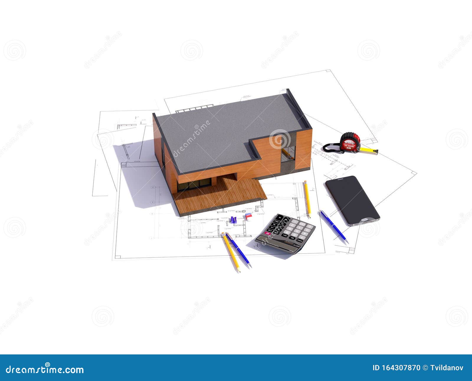 3d Render of a Frame Building Concept. Detailed Concept of Construction ...