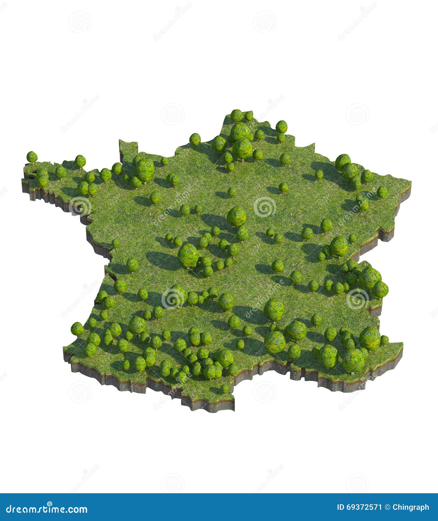 3d Render of France Map Section Cut Isolated on White with Clipping ...