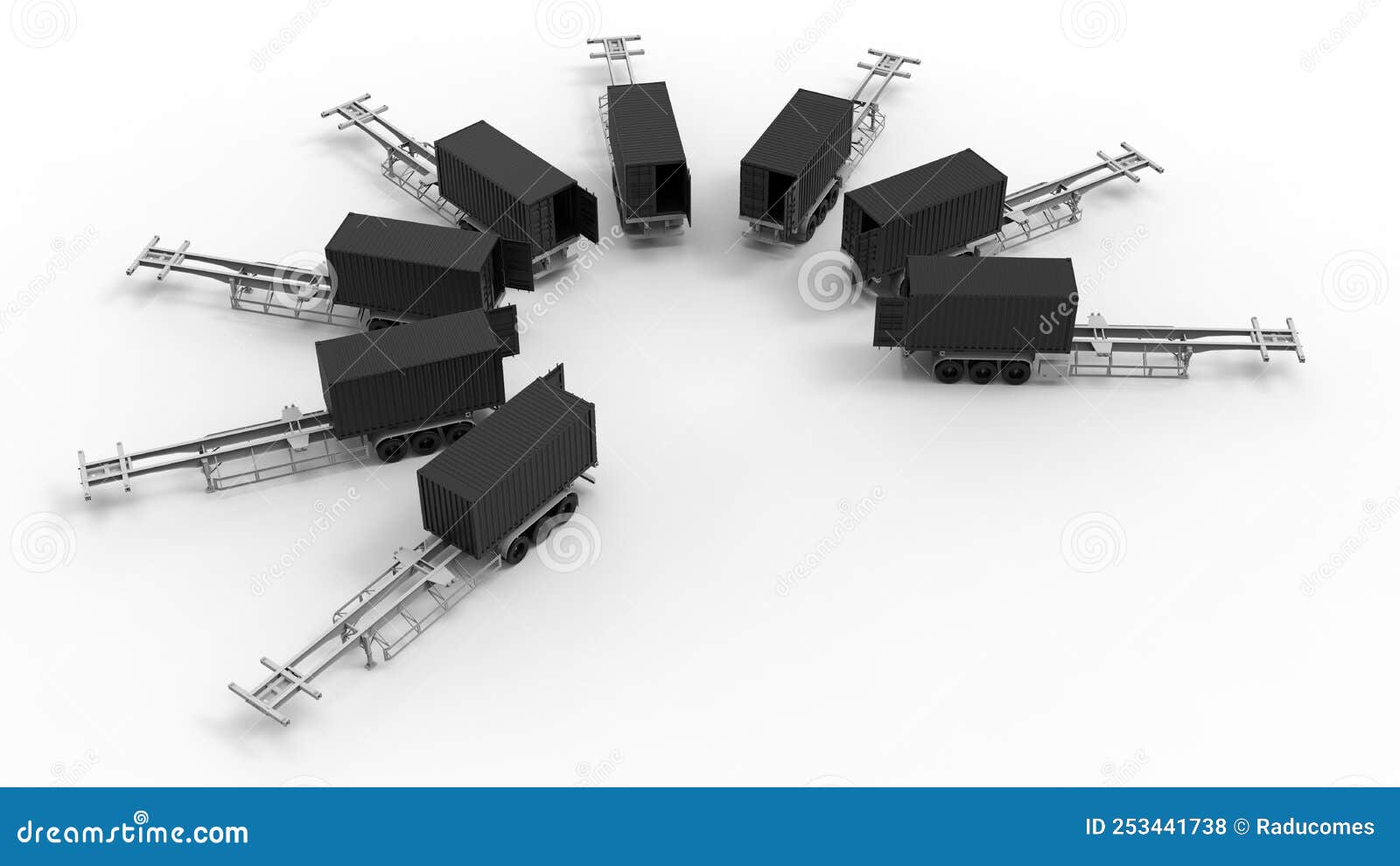 3D Render - Freight Containers Radial Array Stock Illustration ...