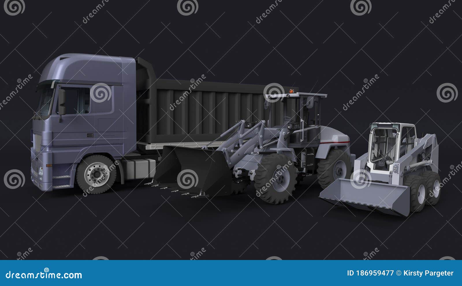 Front Loader With Two Bucket Positions - Lowered And Raised. Vector ...